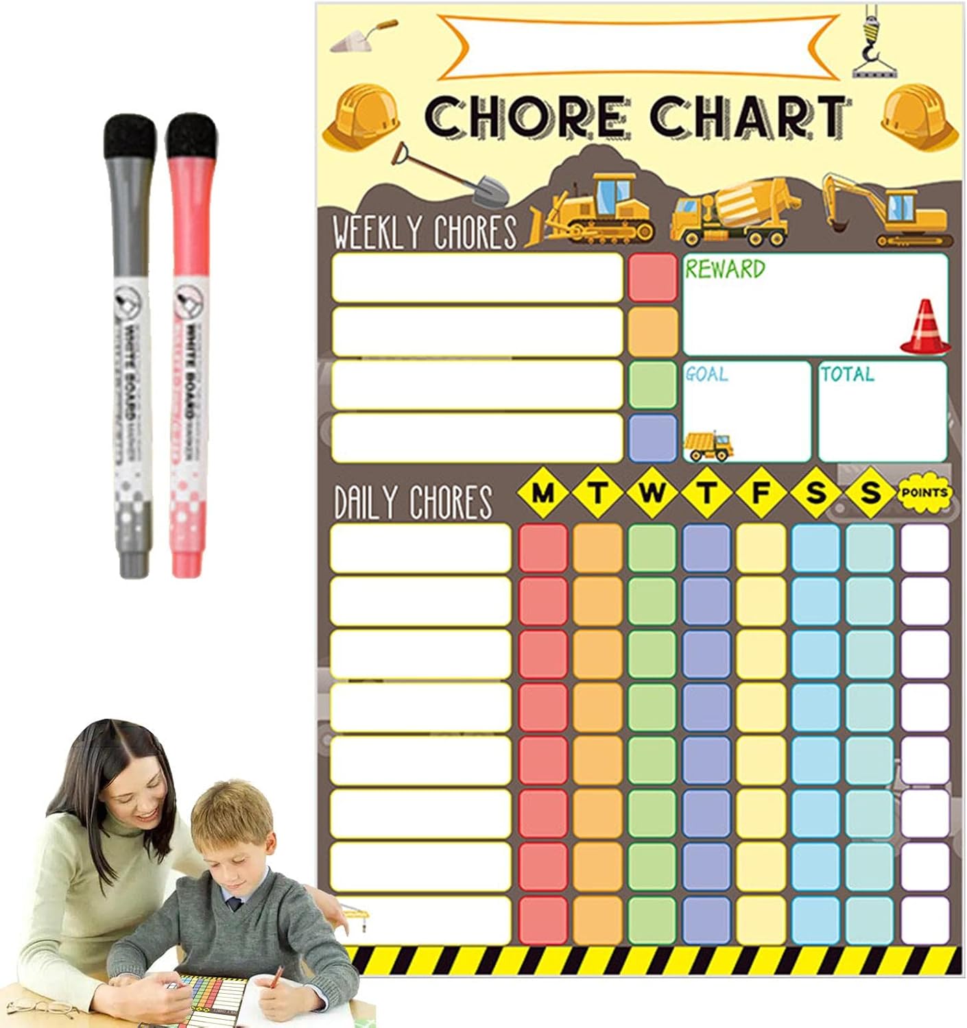 Hudhowks Magnetic Chore Chart - Magnetic Dry Chore Chart Set,Dry Behavior Charts with 2 Markers ...
