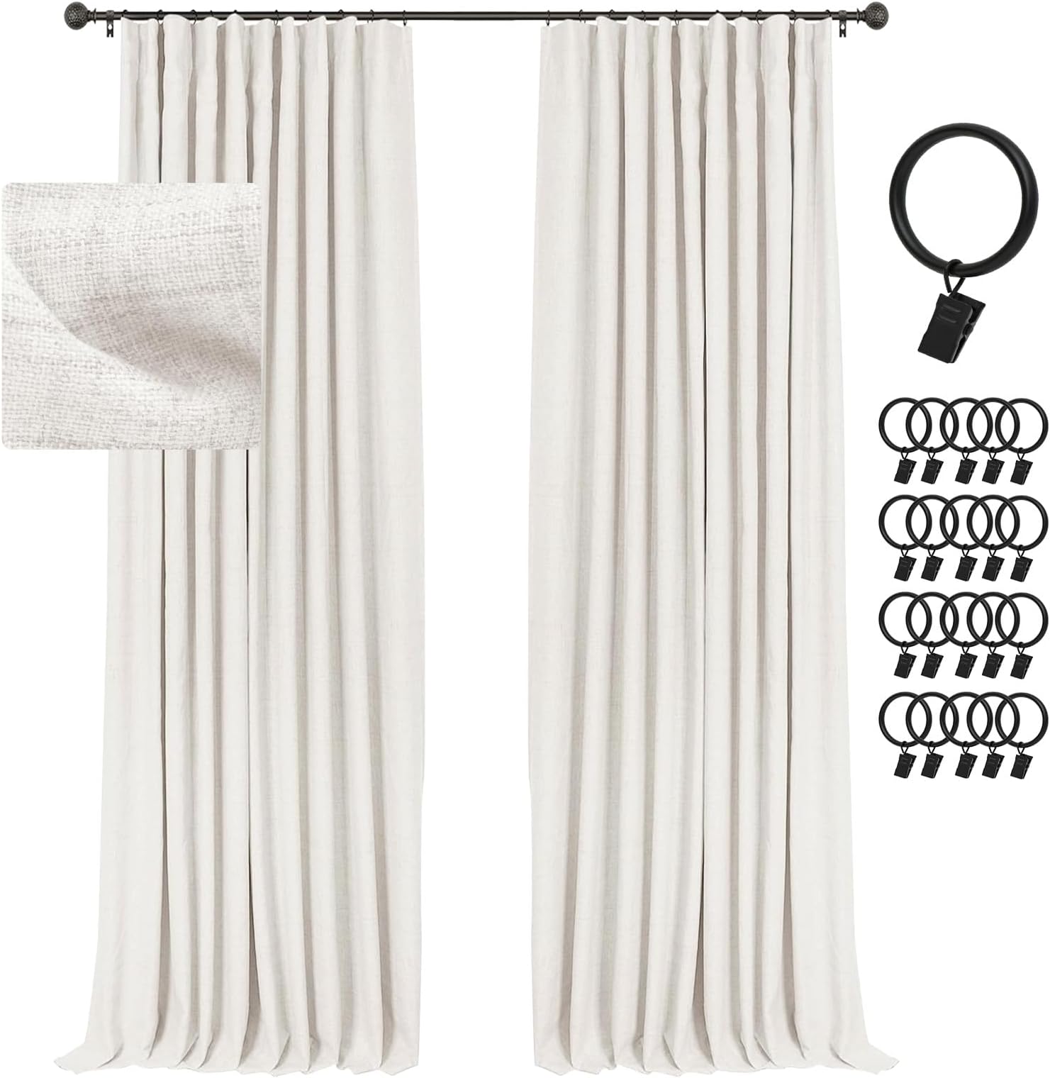 Amazon.com: 120 Inch Curtains 120 Inches Long Blackout,Cream 10 FT ...