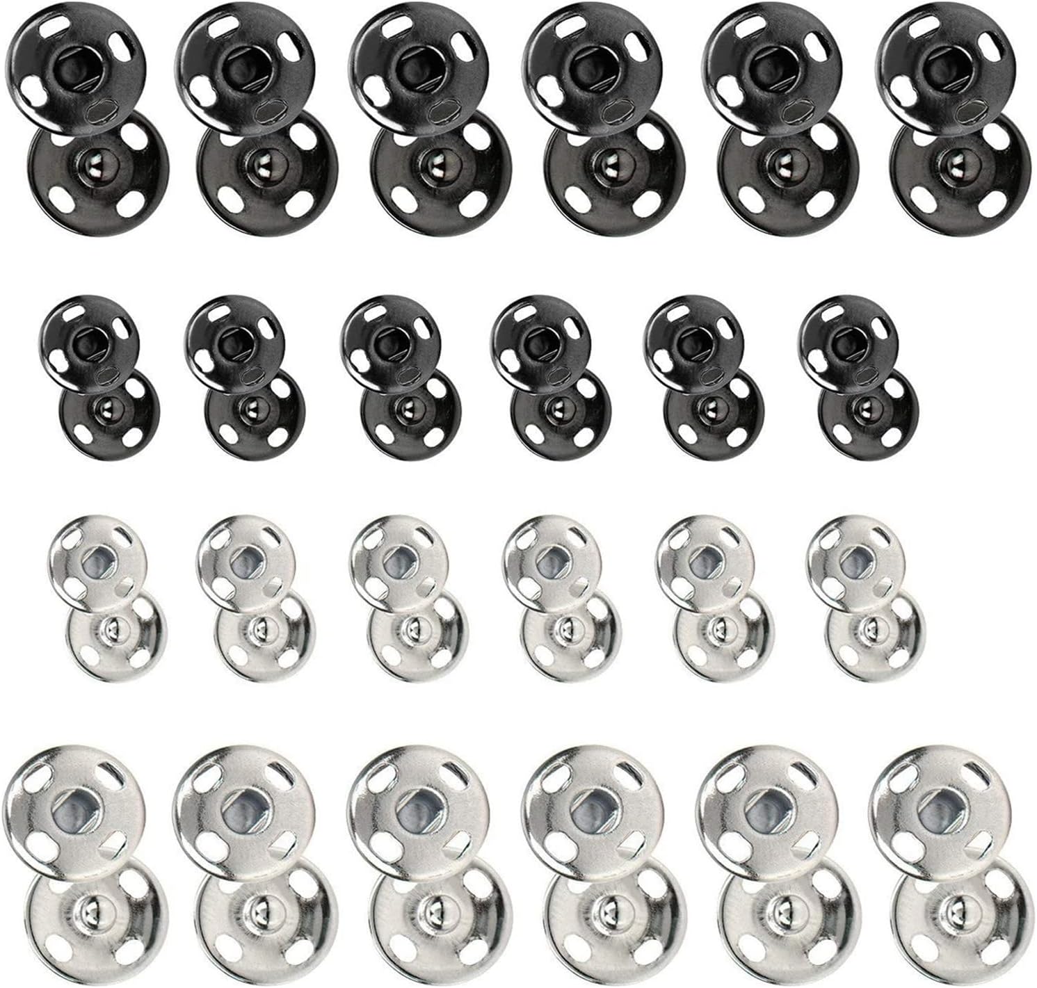 Snap Buttons, 10mm Black & Silver Metal Snap Fastener Spring Press ...