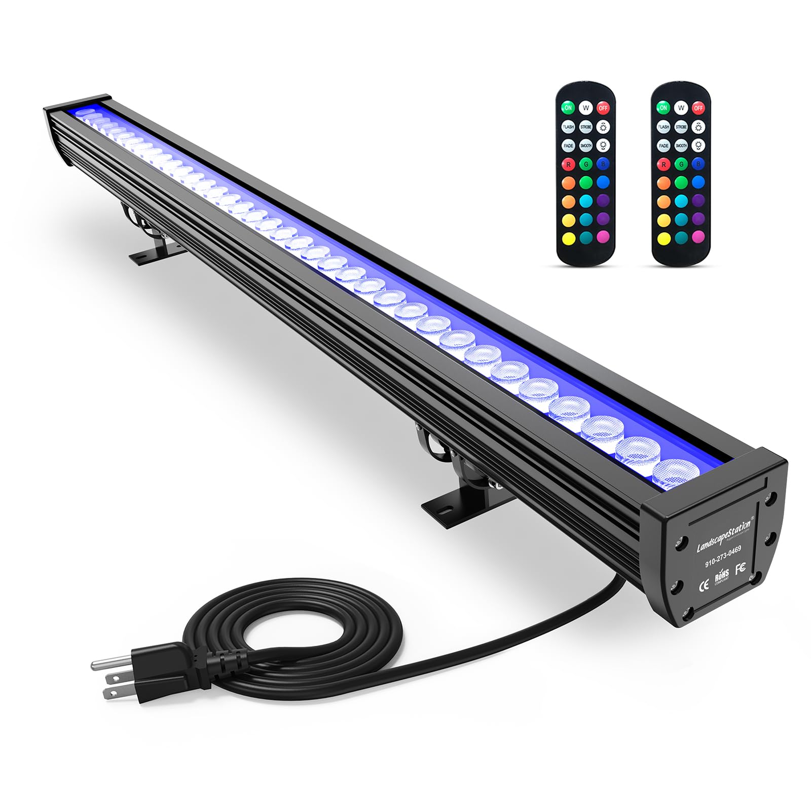 LED Wall Washer Light with RF Remote, 144W RGBW 16 Colors Dimmable ...