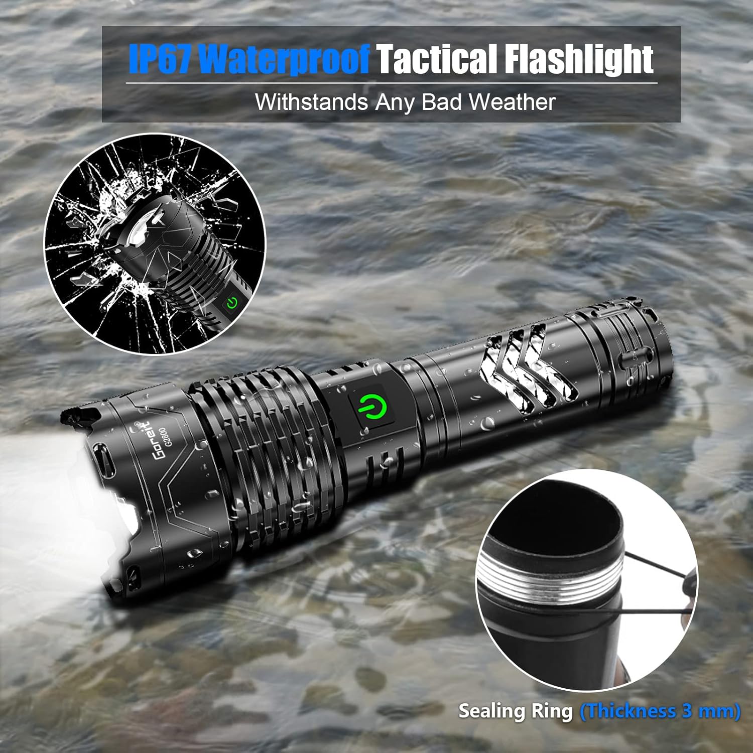 Buy Goreit Flashlights LED High Lumens 120000 Rechargeable, XHP160.2 ...