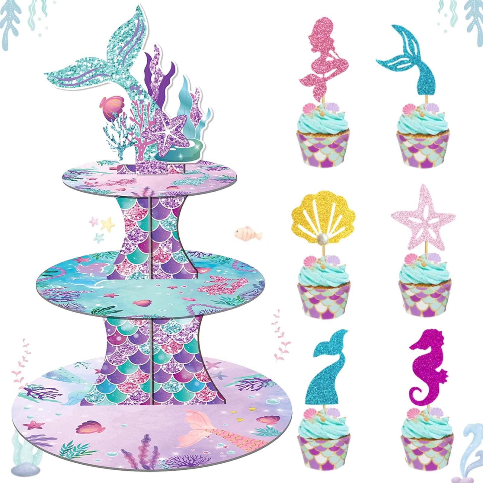 Amazon.com: Mermaid Cupcake Stand, 3 Tiers Cupcake Holder, Sturdy ...