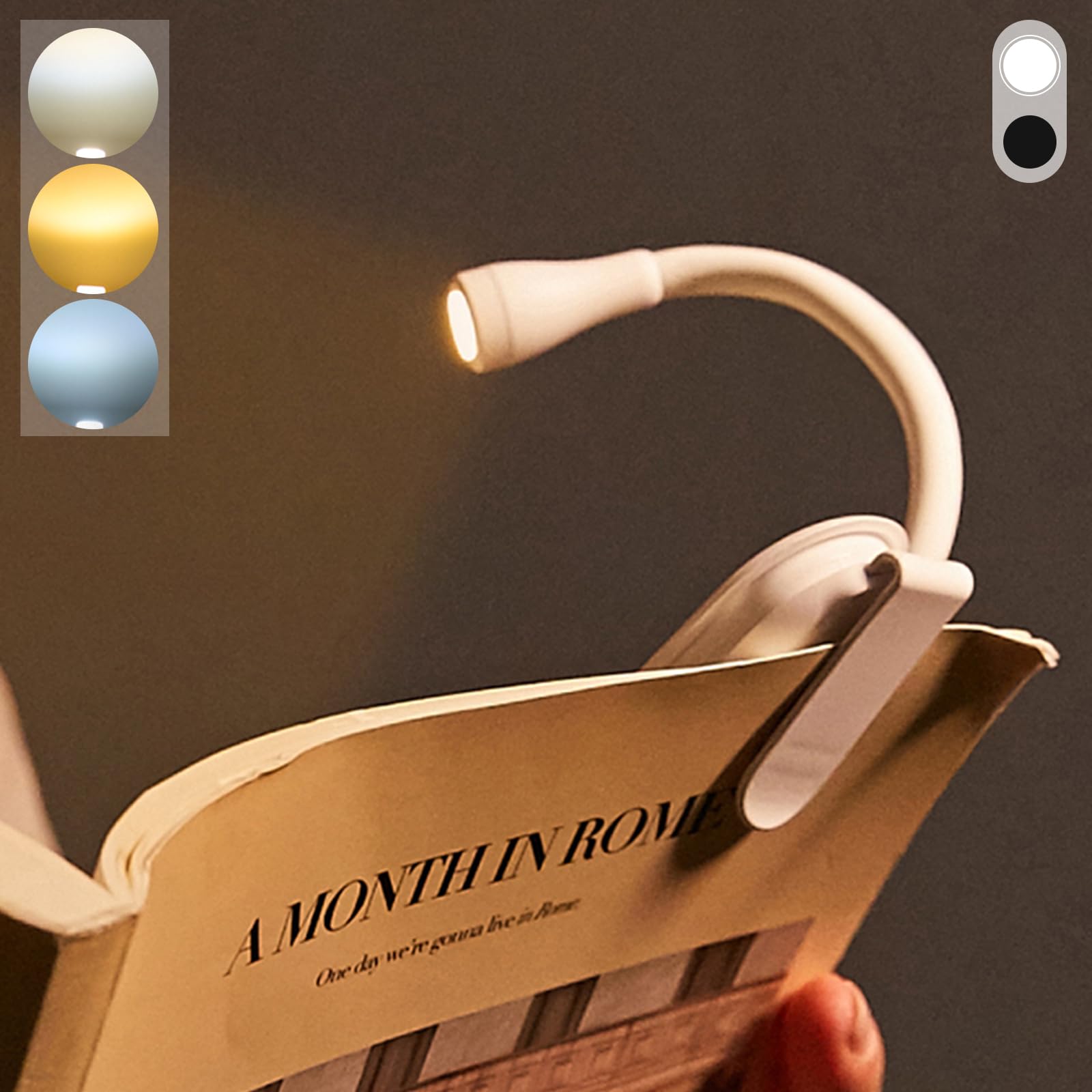 LEDHOLYT Book Light, Rechargeable Clip on Reading Light, Adjustable ...