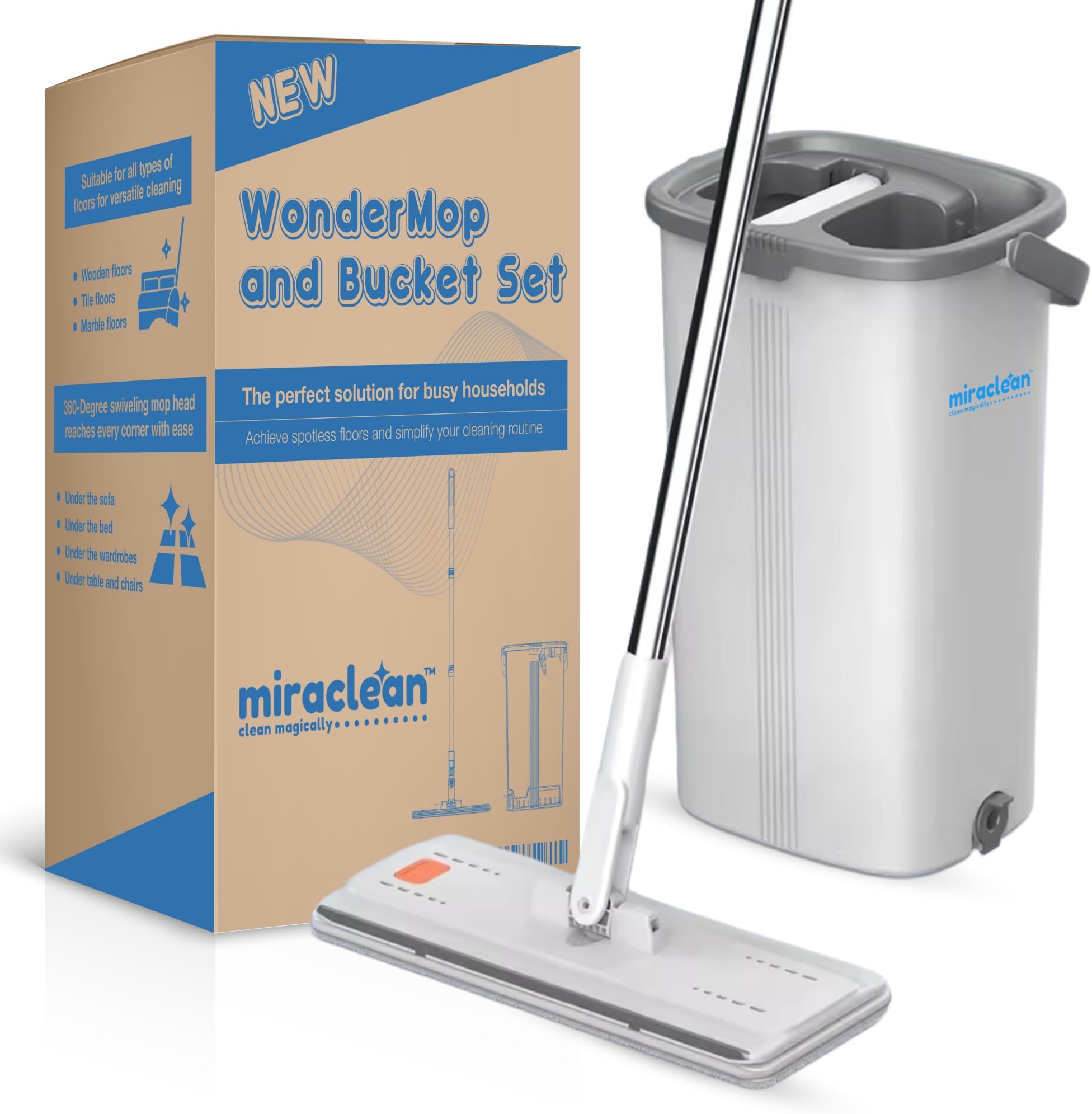 Amazon.com: Collapsible Mop and Bucket Set with Wringer, Foldable Mops, RV Mop, Outdoor Mop ...