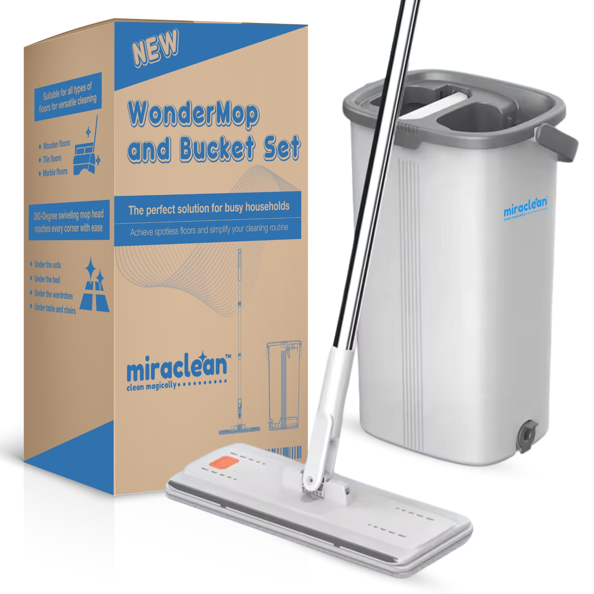Amazon.com: WonderMop and Bucket Set - 6L Bucket Capacity, 54-Inch Pole ...