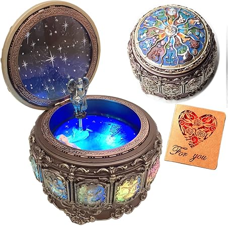 Amazon.com: Vintage Music Box with Constellations Rotating Goddess LED ...