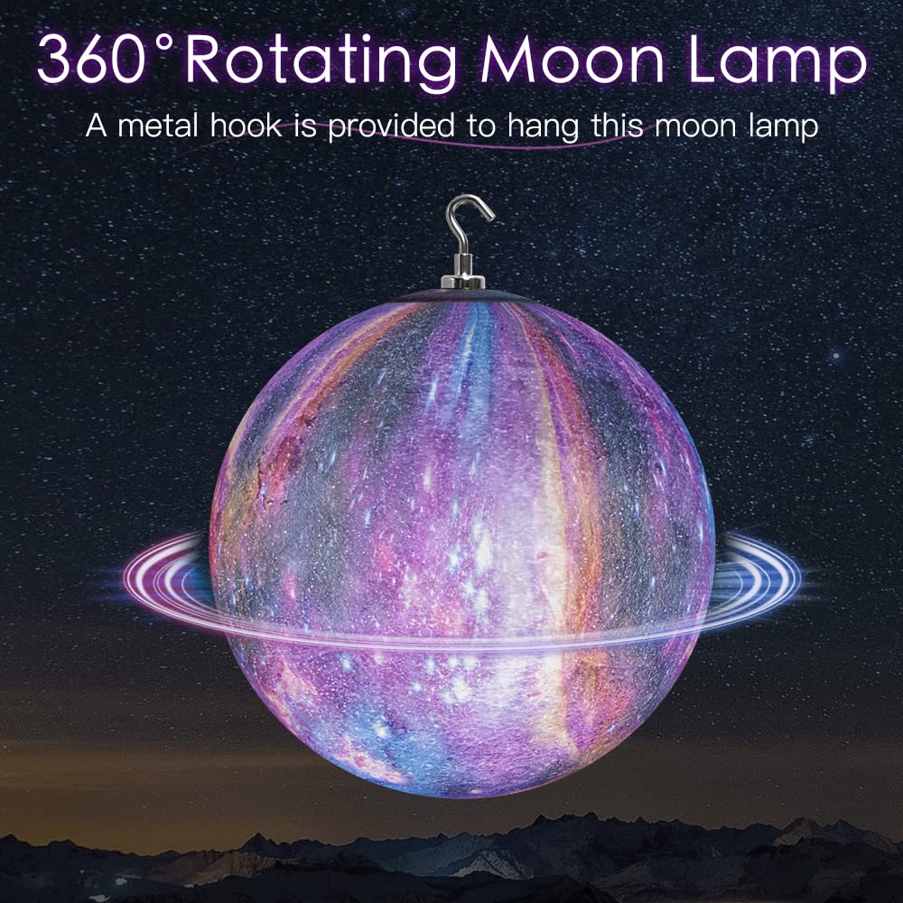 7.1in Rotating Large Moon Lamp 16 Colors 3D Printed Hanging Moon Light ...