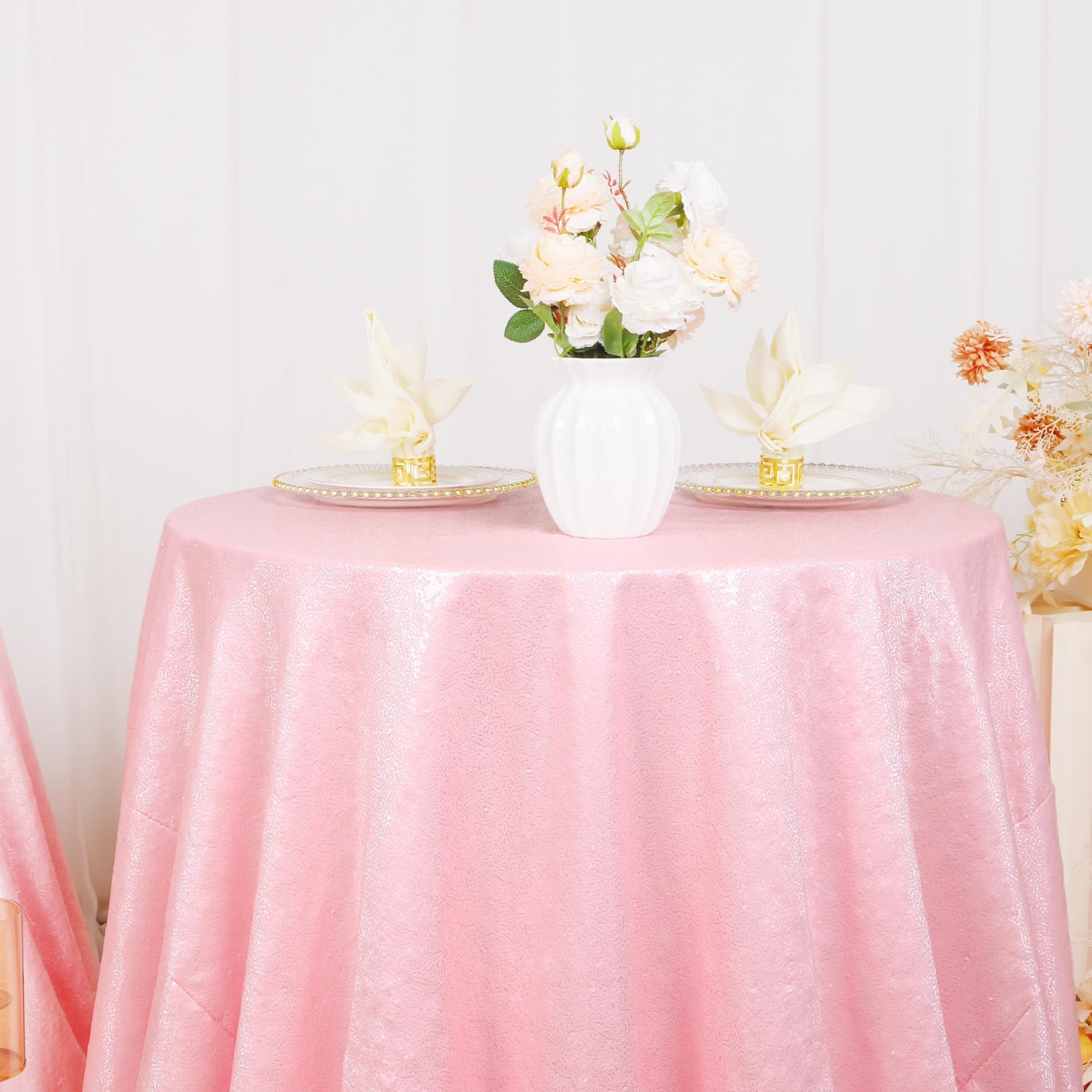 Amazon.com: ShiDianYi Sequin Tablecloth Round 72-Inch Pink Table Cloths ...