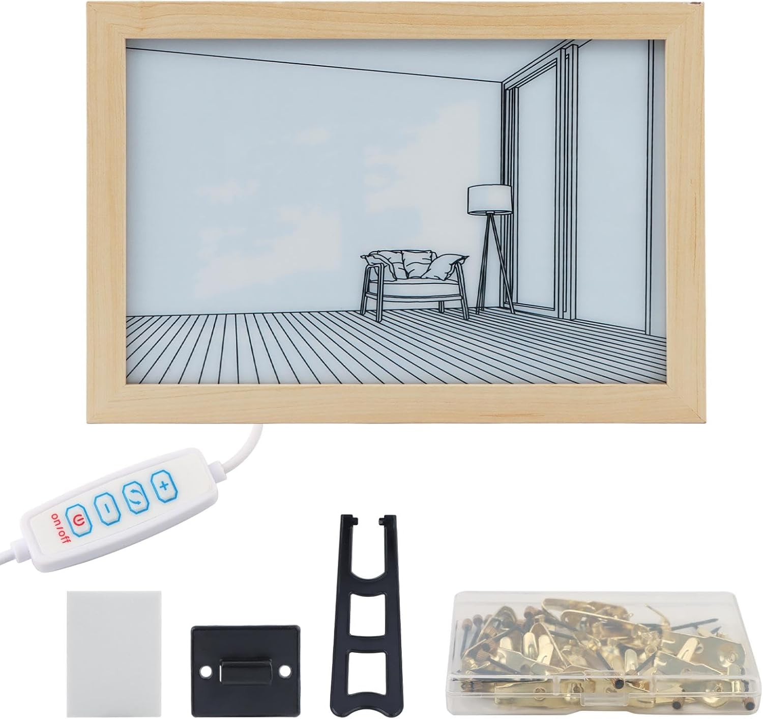 Amazon.com: Jaeskeclip 3 Color Light Up Painting Lighted Wall Art Light ...