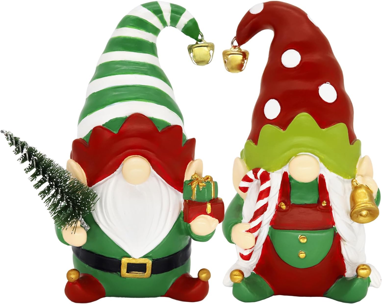 Amazon.com: KnomeKo Christmas Elf Figurines Decor - Festive Resin ...
