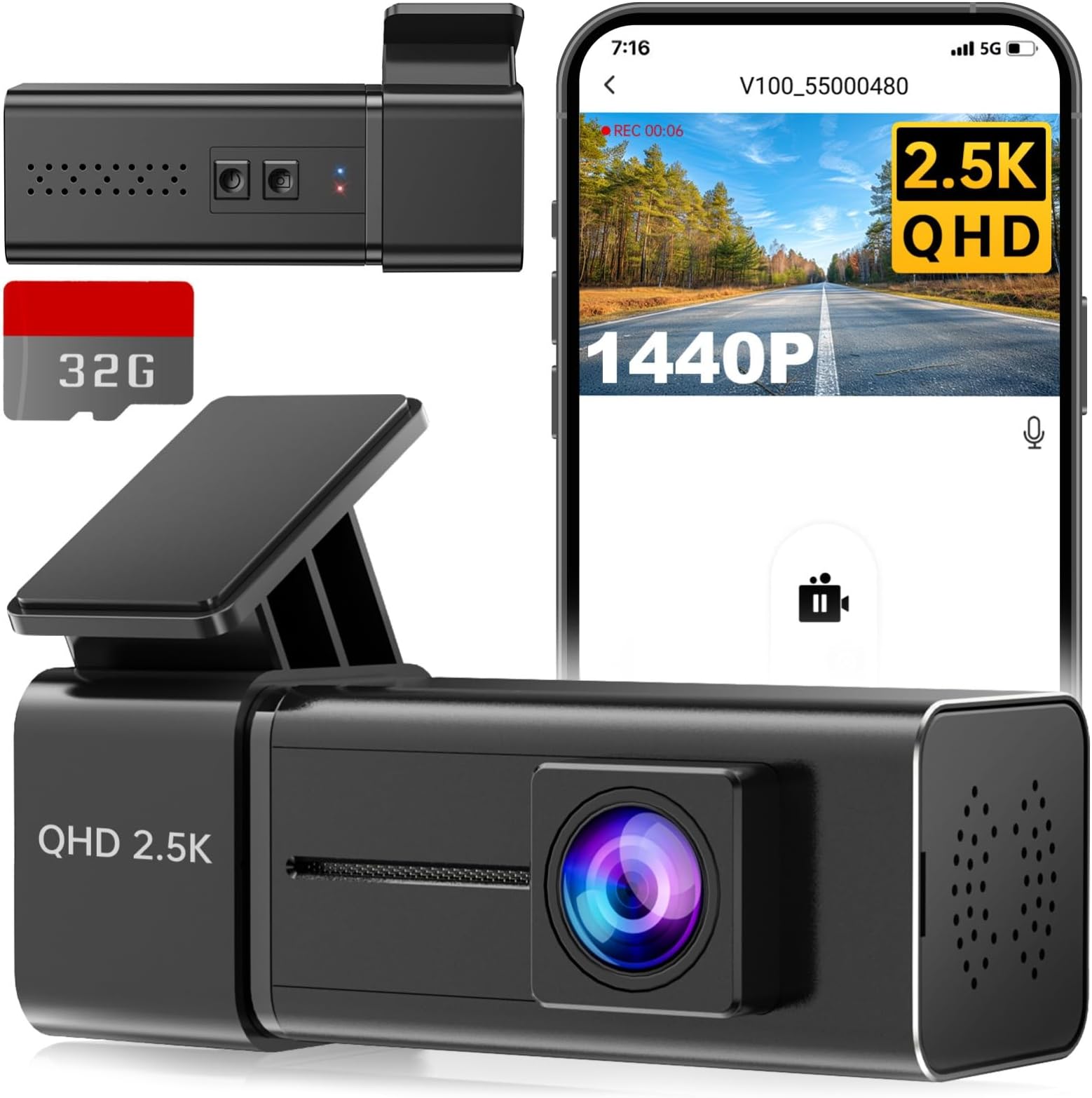 Dash Cam Front and Rear, 1080P Car Camera Dash Cam WiFi/APP Control ...