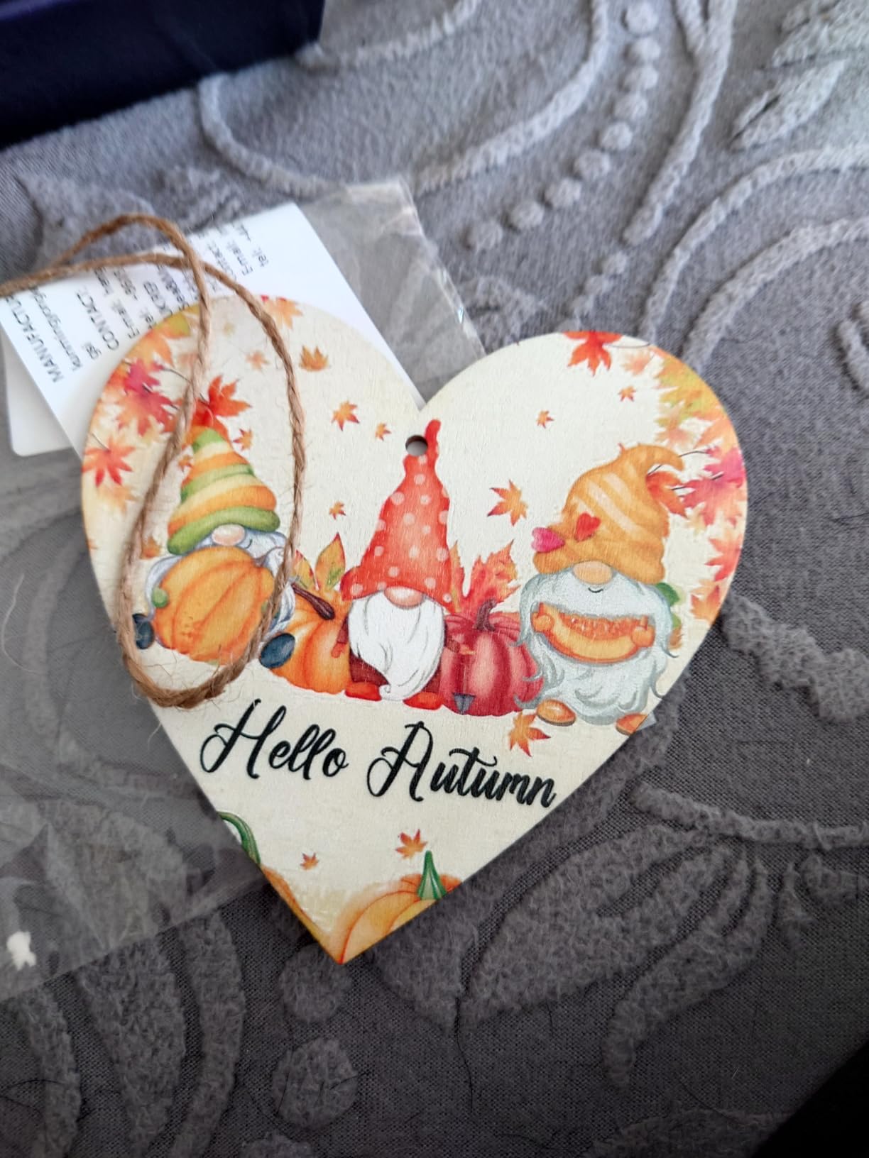 iwiio Hello Autumn Decorations Autumn Gifts Wooden Heart Hanging Plaque ...