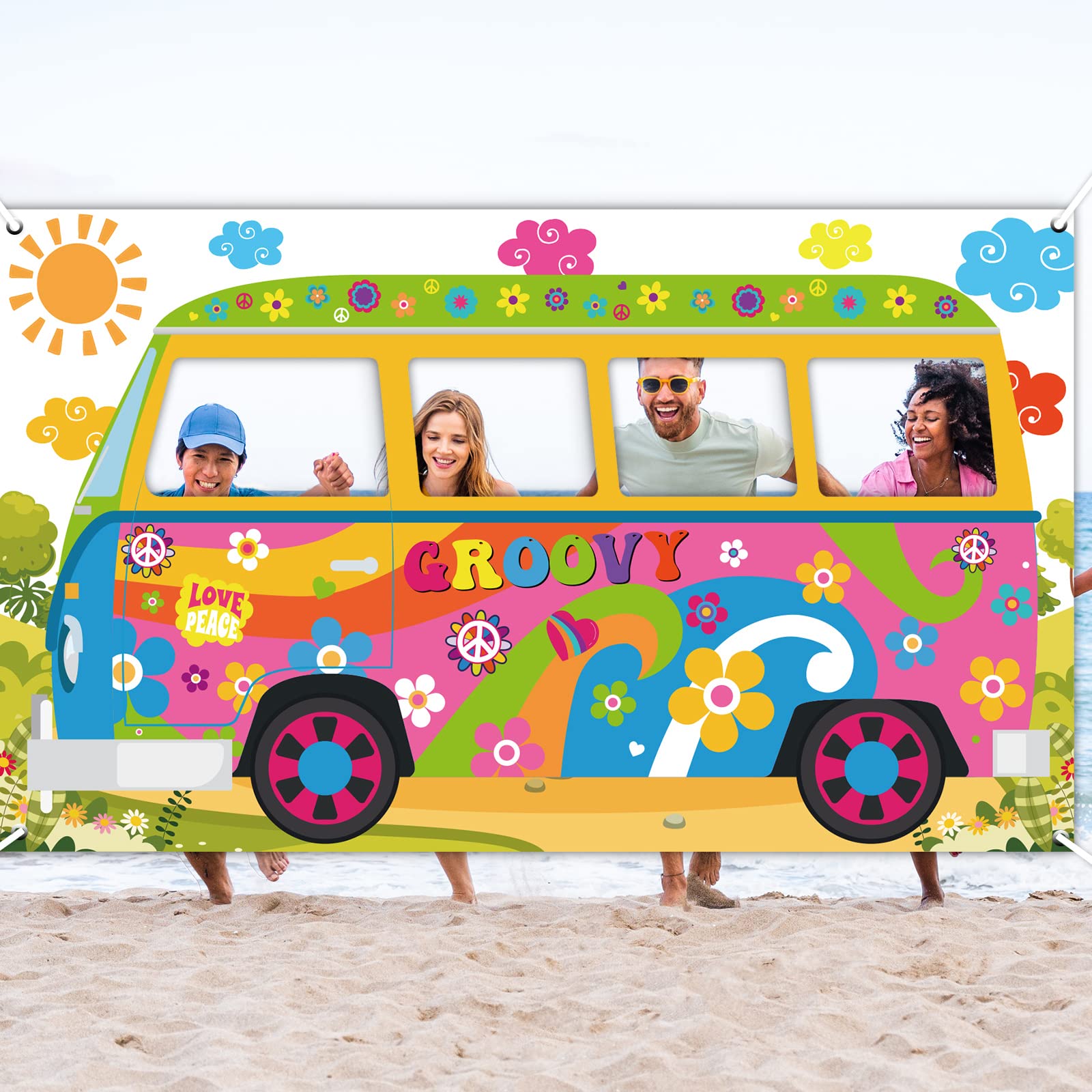 Snapklik.com : 60s Hippie Bus Photo Prop 60s Party Decorations Large ...