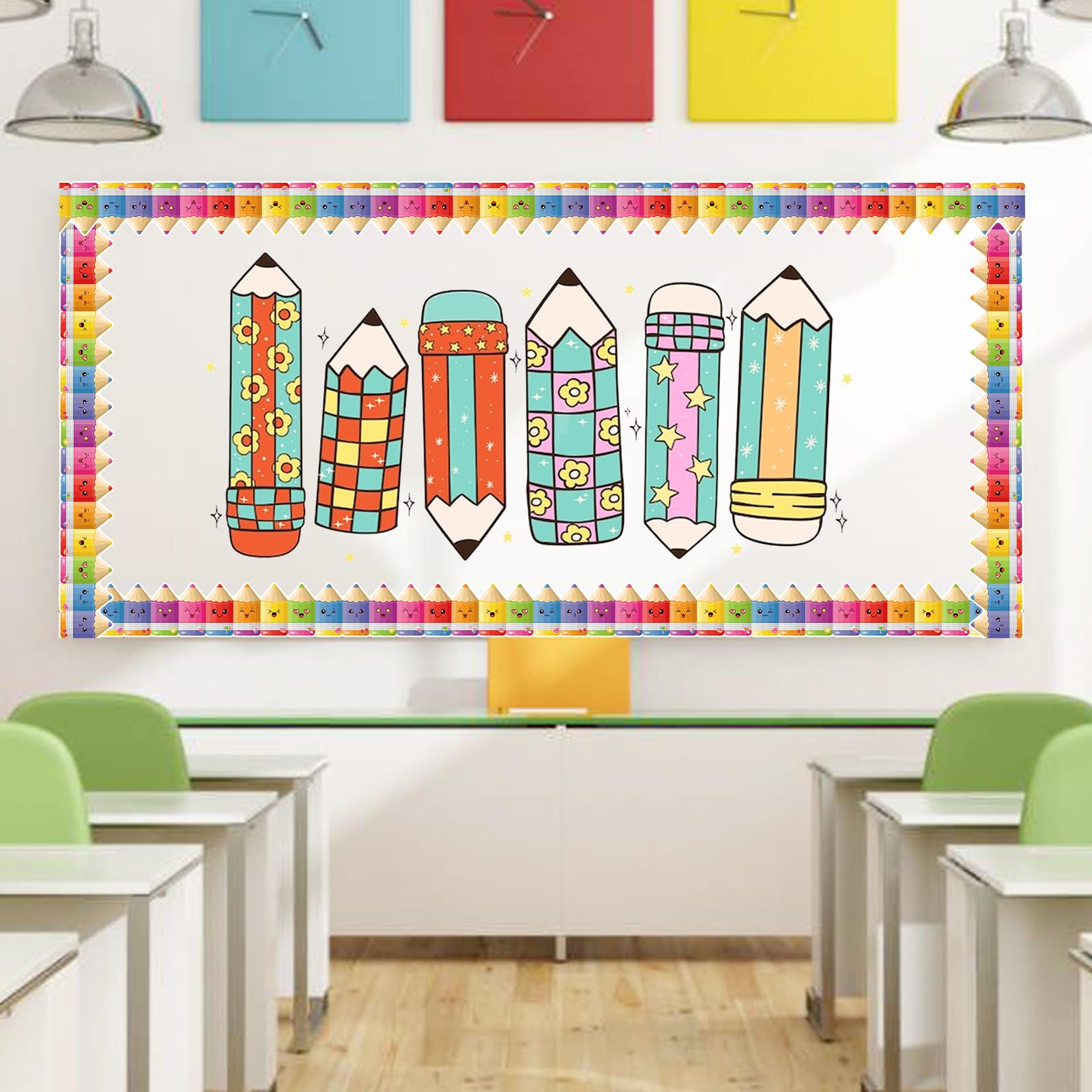 Snapklik.com : 2 Rolls Pencil Crayon Border, 65.6 Ft Colorful Die-Cut ...