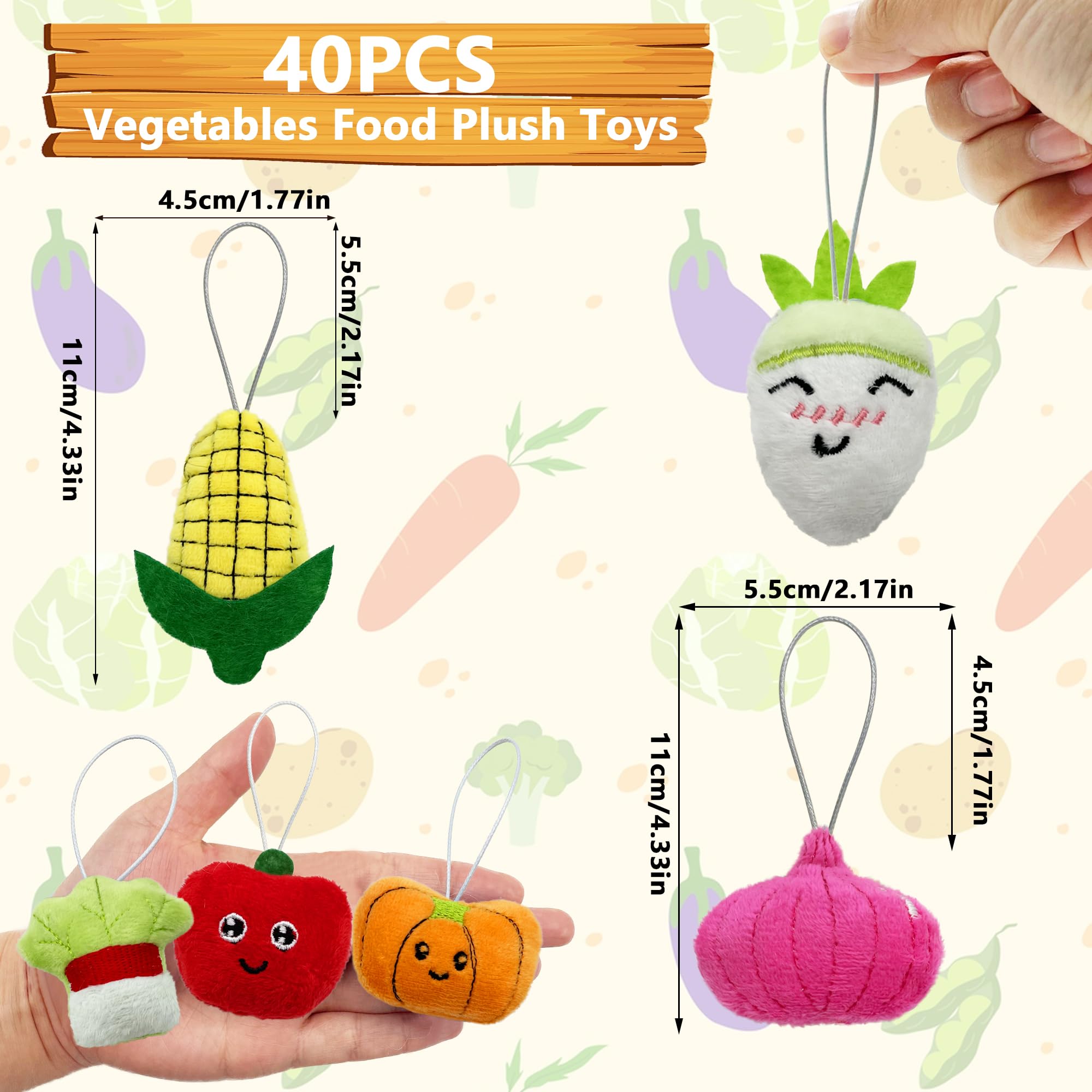 Snapklik.com : 40 PCS Mini Vegetable Food Plush Toy Set Cute Small ...