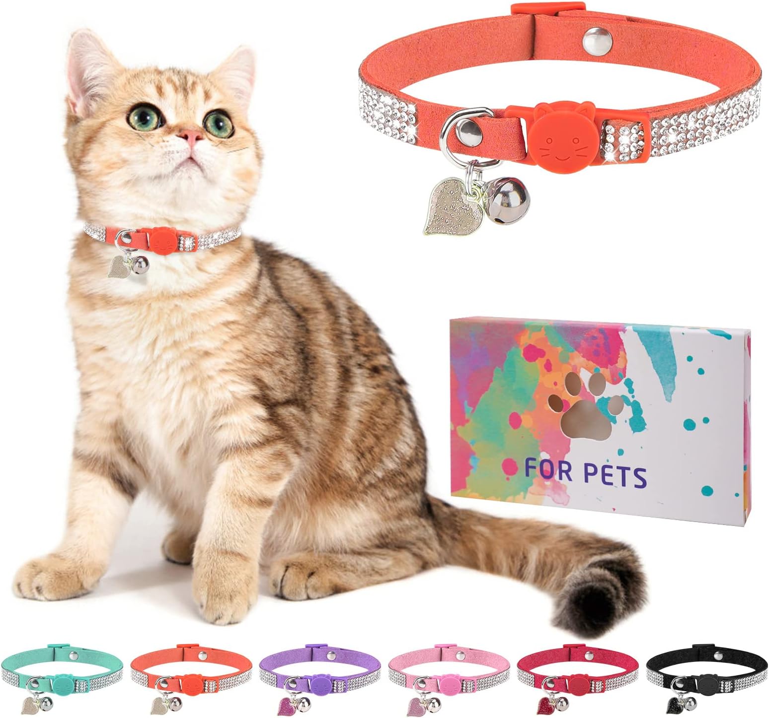 Amazon.com : DILLYBUD Rhinestone Cat Collar Breakaway with Bell ...