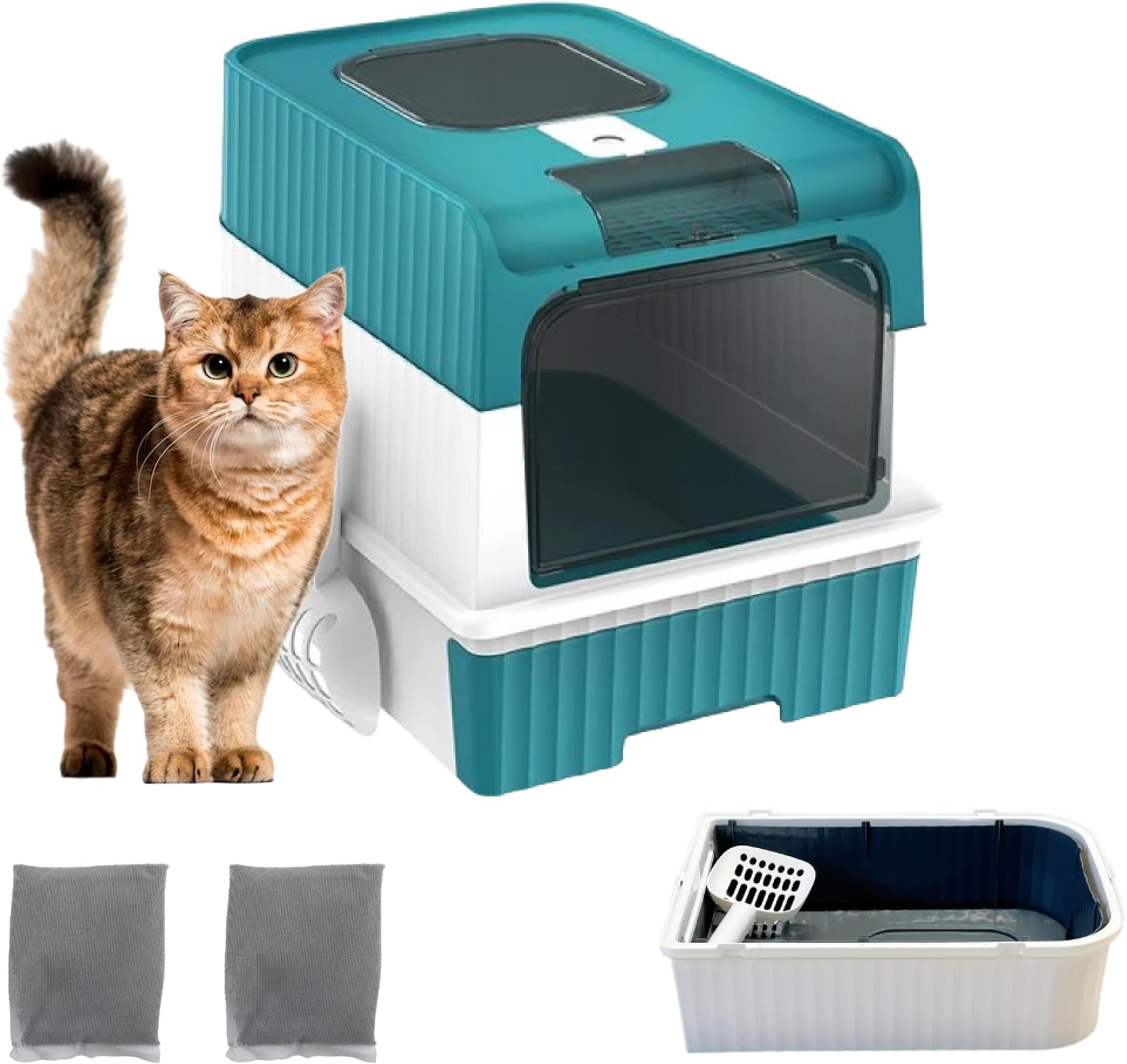 BREEZEE Arenero para Gato Caja Cerrada, Incluye Pala Recogedora y ...