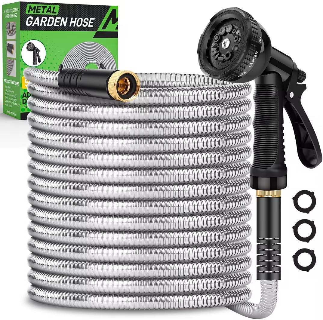 Amazon.com : Bionic Steel Metal Garden Hose 50 Ft with Nozzle, 304 ...
