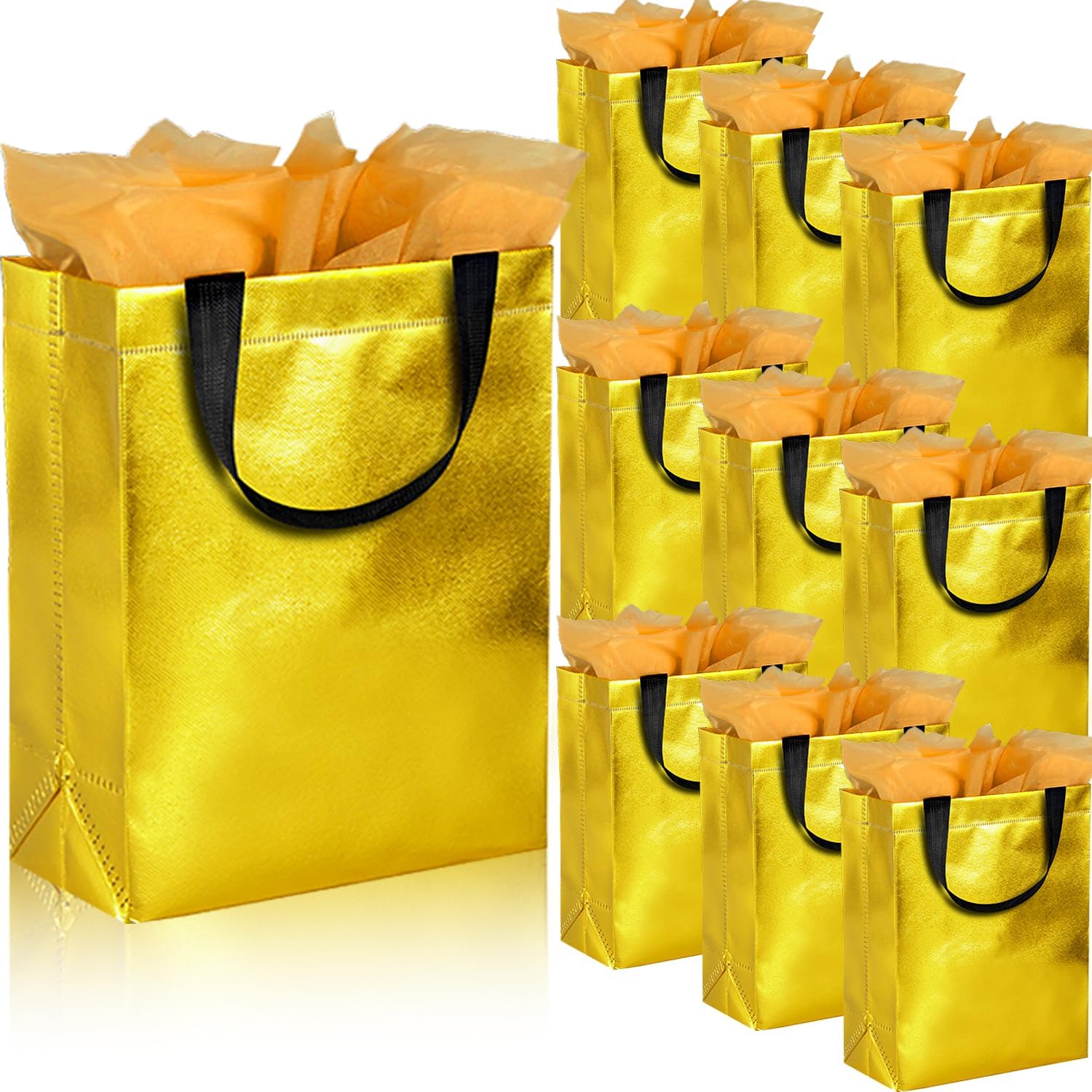 Amazon.com: GITMIWS Glitter Gift Bags with Tissues, 9 Pack Gold ...