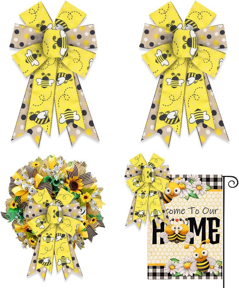 Amazon.com: ALIBBON Large Spring Bee Bows for Wreaths, Spring Wreath ...
