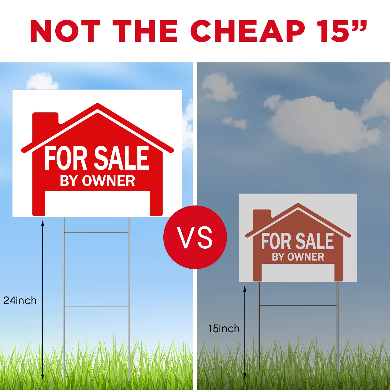 7 Pcs 24 x 18 Inch for Sale by Owner Sign Double Sided Open House Signs ...