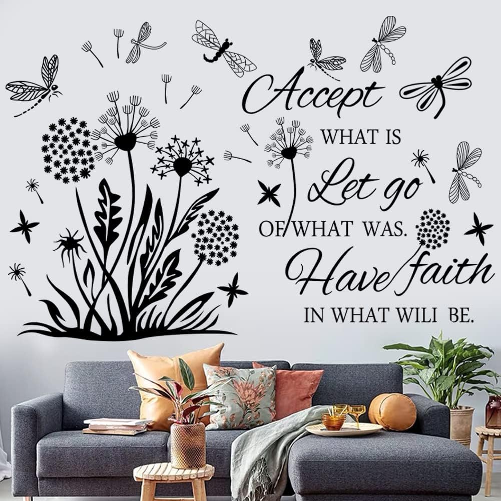 Amazon.com: Inspirational Wall Stickers Quotes Wall Art Accept Let Go ...