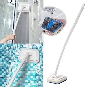 Amazon.com: Shower Scrubber with Long Handle, 2 in 1 Tub Tile Scrubber ...
