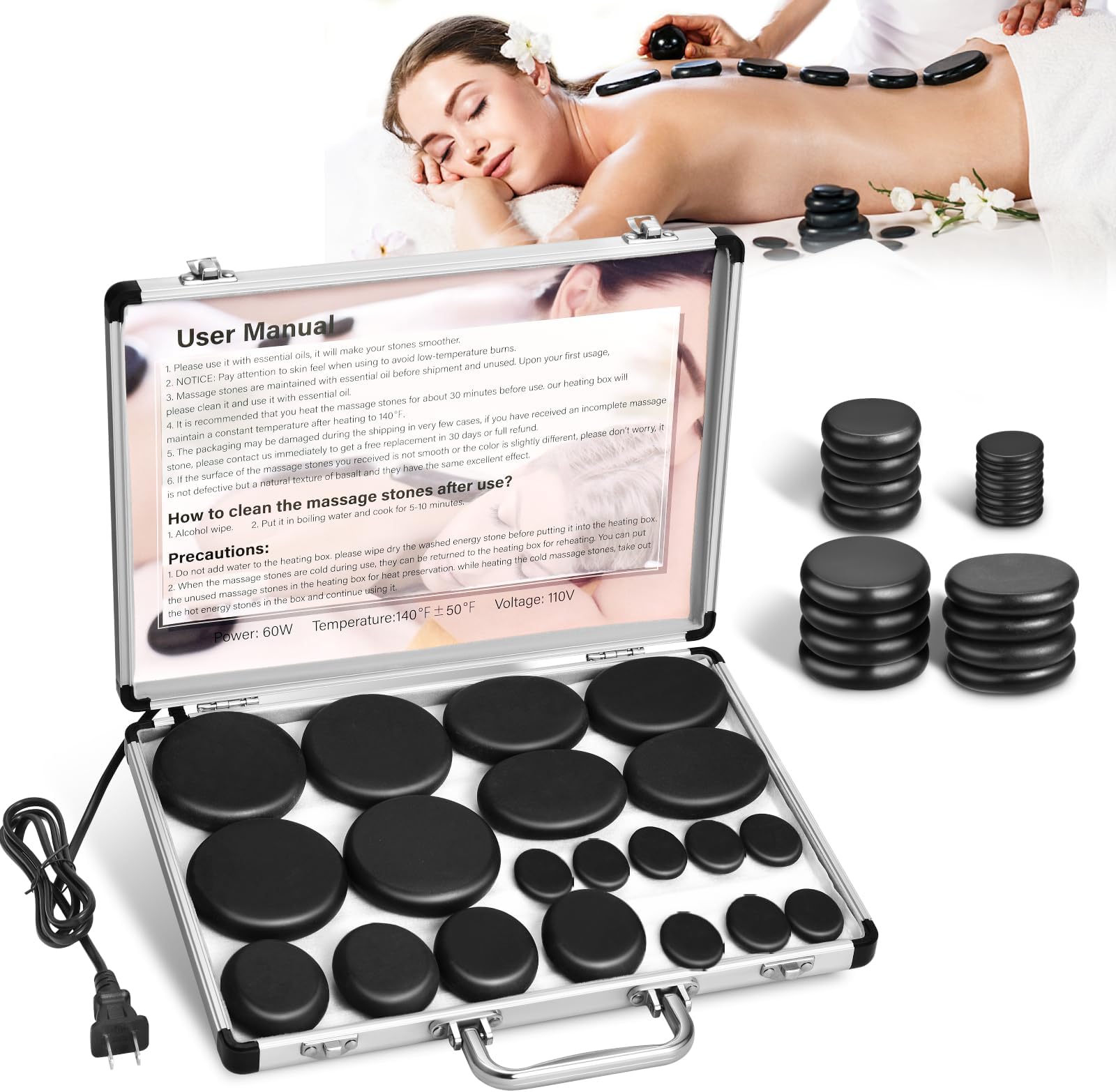 Amazon.com: Bestnewie Massage Hot Stones with Mushroom Shaped Massage ...
