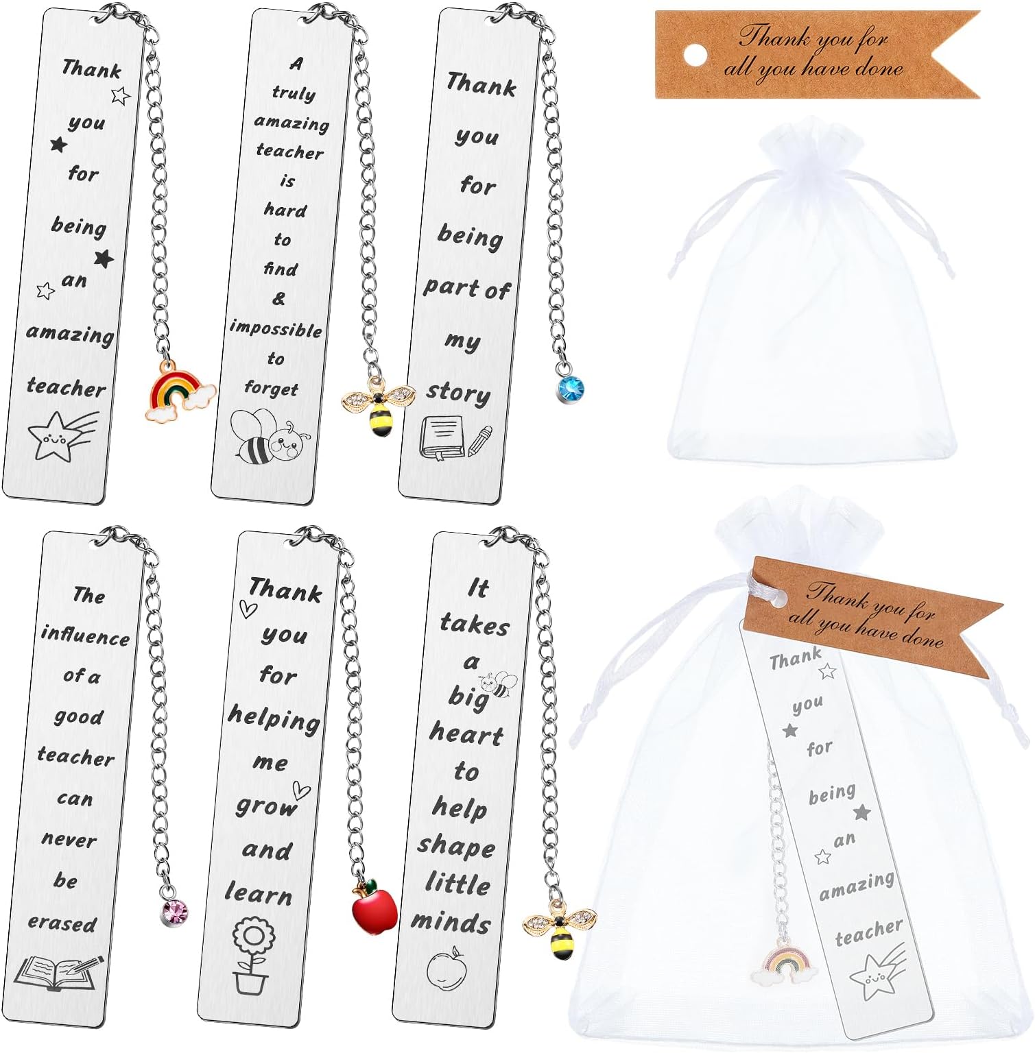 6 Sets Teacher Bookmarks Appreciation Gifts Bulk Teacher Appreciation ...
