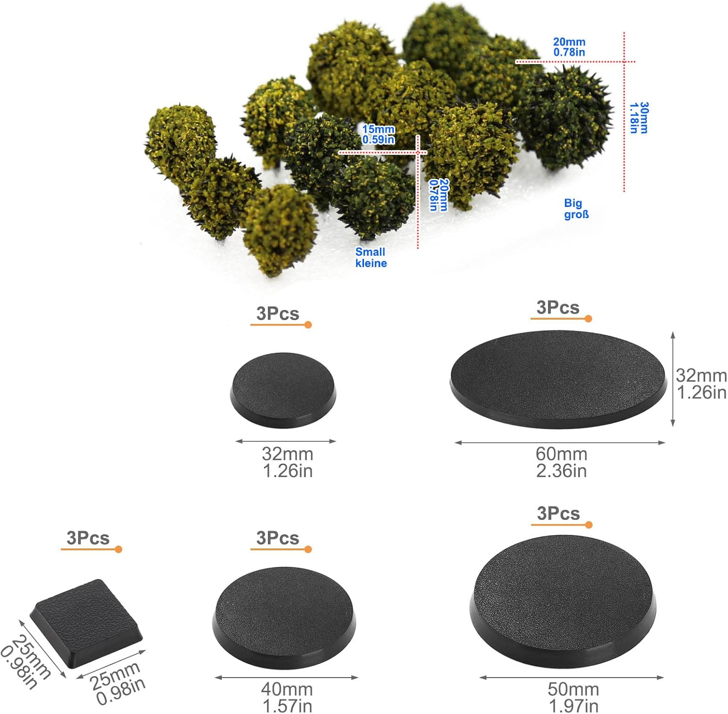 Evemodel Set of 24 Miniature Bush Scene Models + 15 Base Models for ...