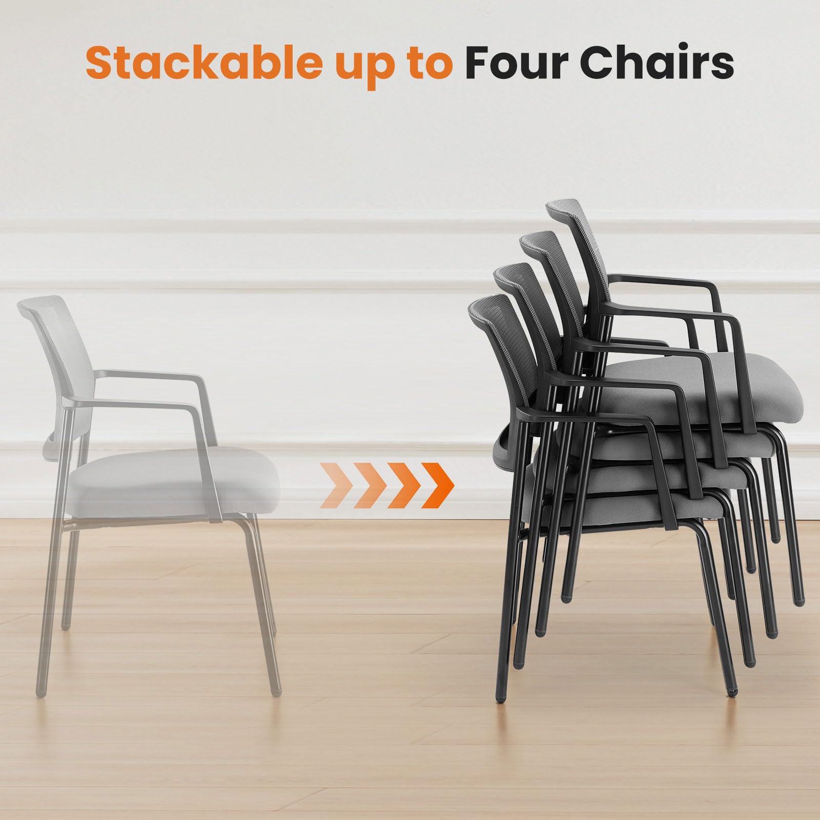 Snapklik.com : Mesh Back Stacking Arm Chairs, Office Reception Guest Chair