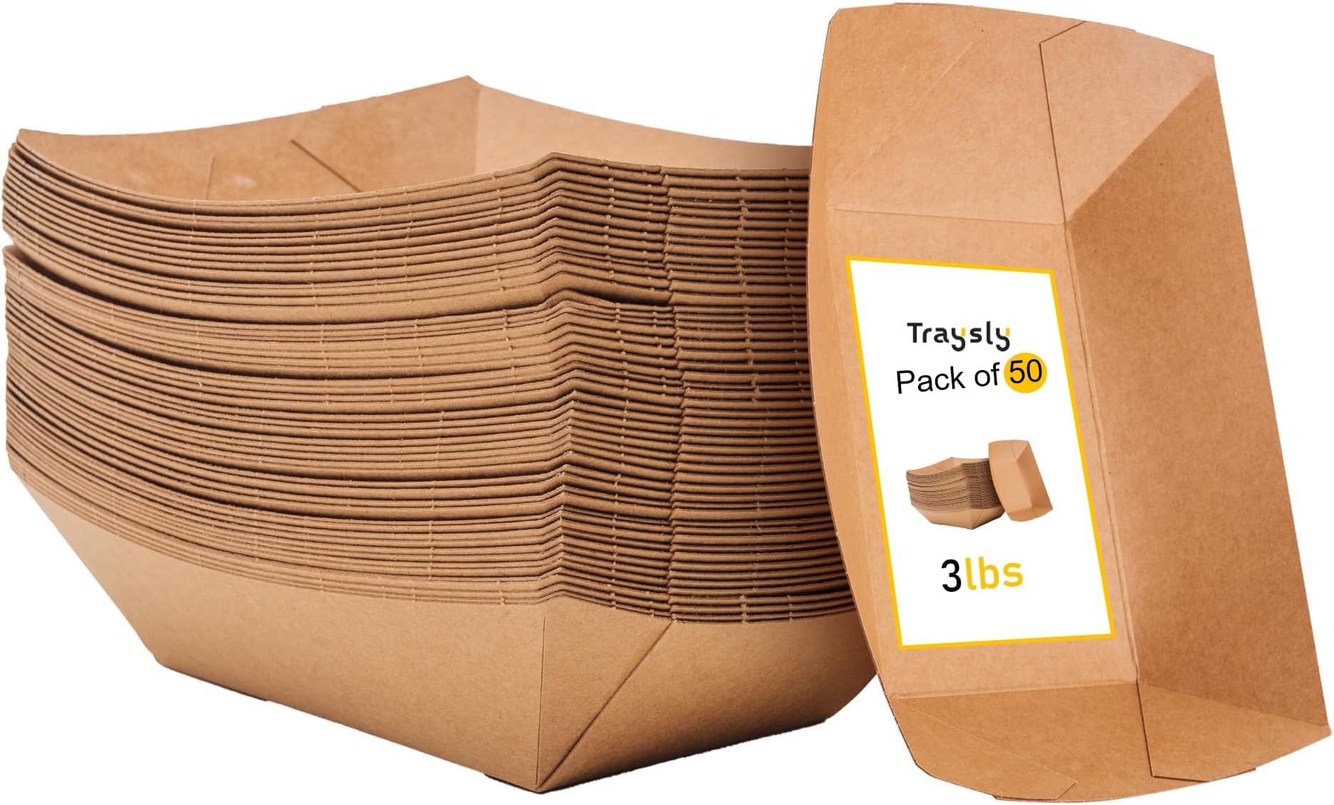 Amazon.com: MotBach 100 Pack 3lb Kraft Paper Food Trays, Waterproof ...