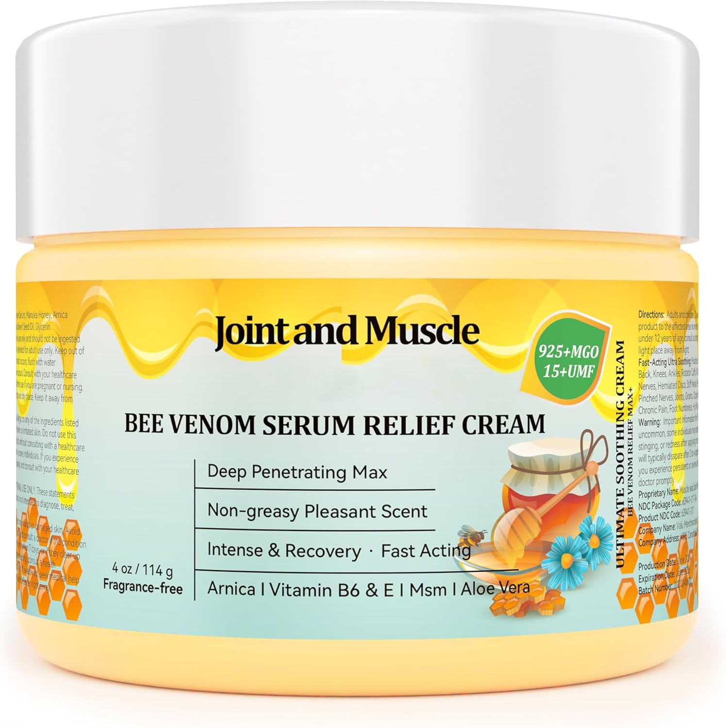 Amazon.com: 4 PCS Bee Venom Joint Cream, Extra Strength Muscle & Bone ...