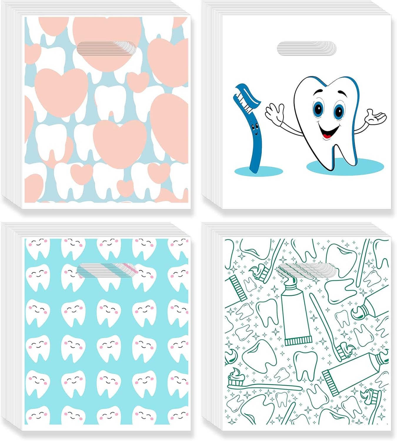 BlissfulTie 100 Pcs Dental Bags, 9 x 8 Inches Patient Care Bags for ...