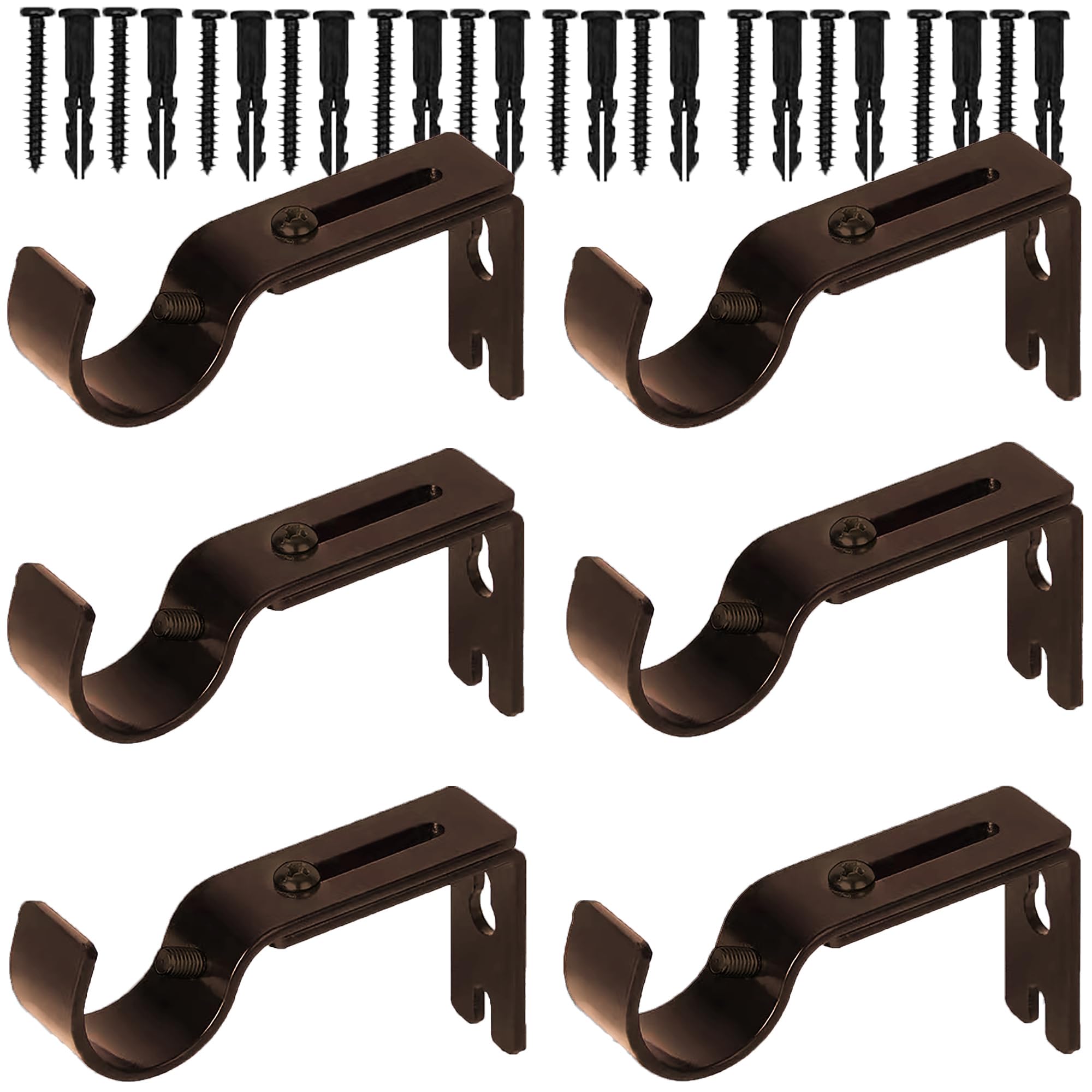Amazon.com: Curtain Rod Brackets for Adjustable, 6 Pack Premium Rod ...