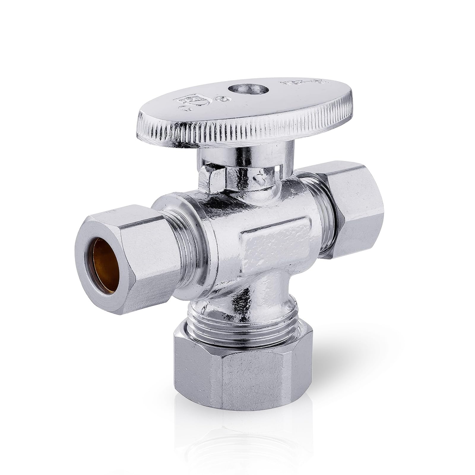 EFIELD 1/4 Turn Dual Compression Outlet Angle Stop Valve,1/2" NOM (5/8 ...