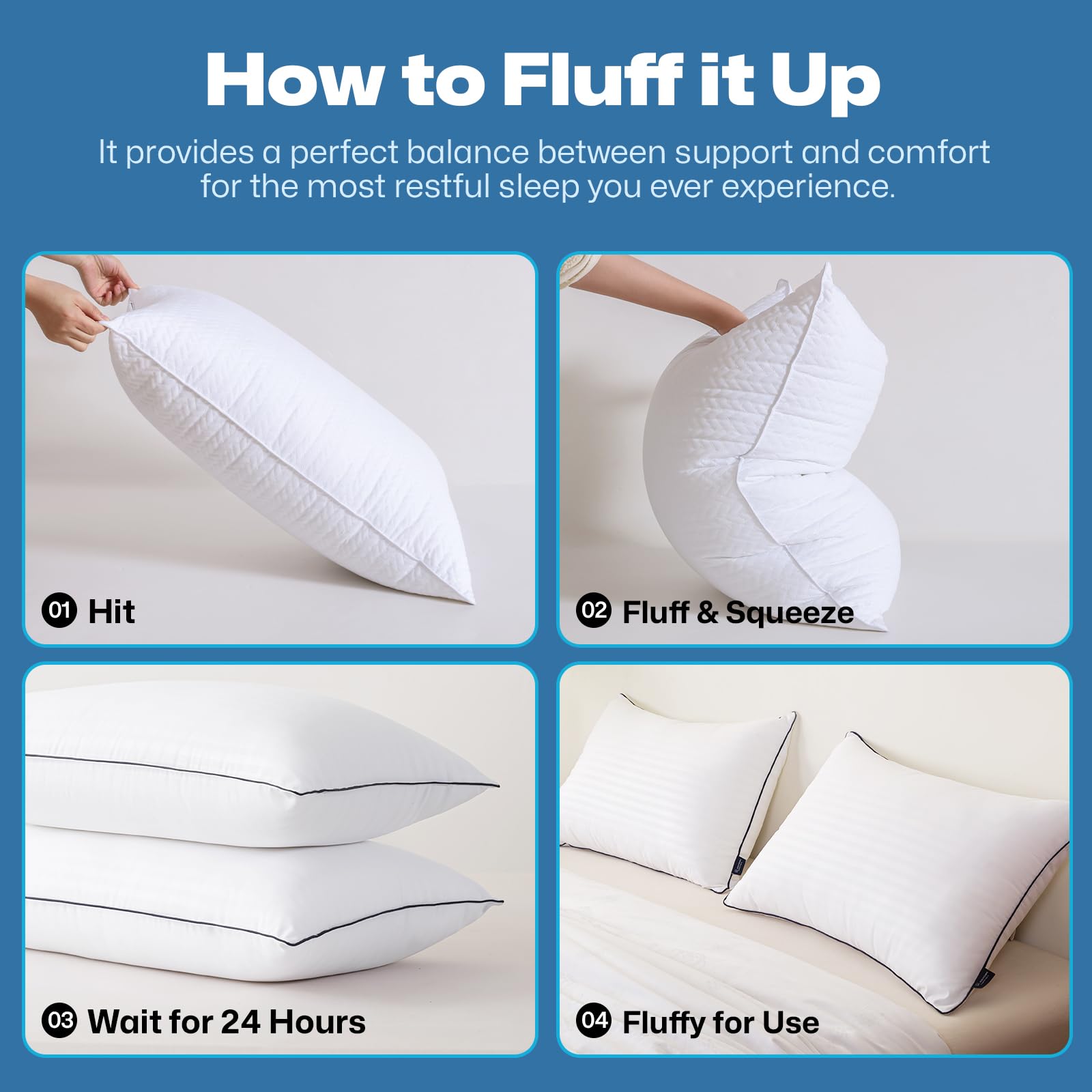 Snapklik.com : GOHOME King Size Pillows Set Of 4 - Bed Pillows For ...