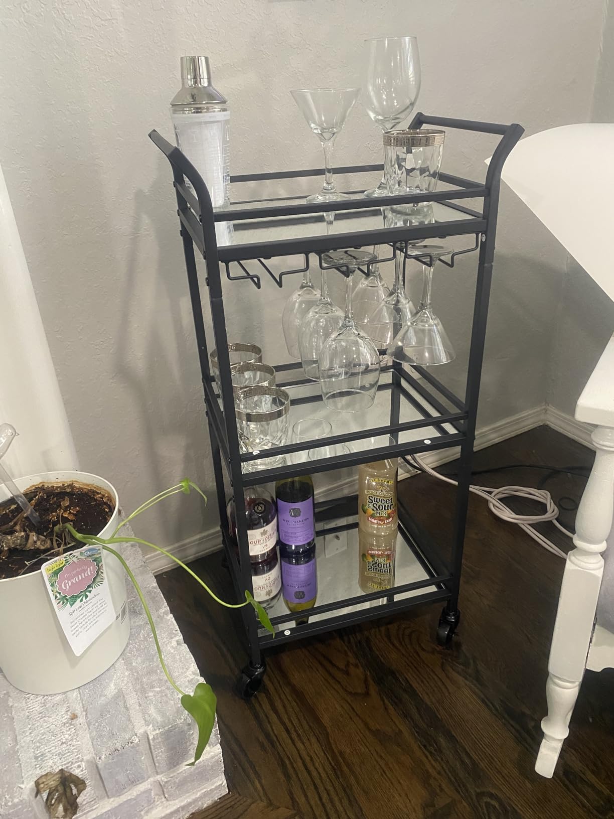 $12/mo - Finance VASAGLE Bar Cart Black, Home Bar Serving Cart, Small ...