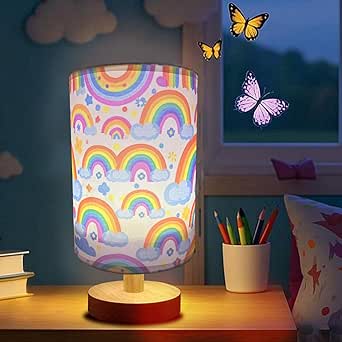 Rainbow Lamp, Girls Lamps for Bedroom, 3 Level Dimmable Wood Nightstand ...