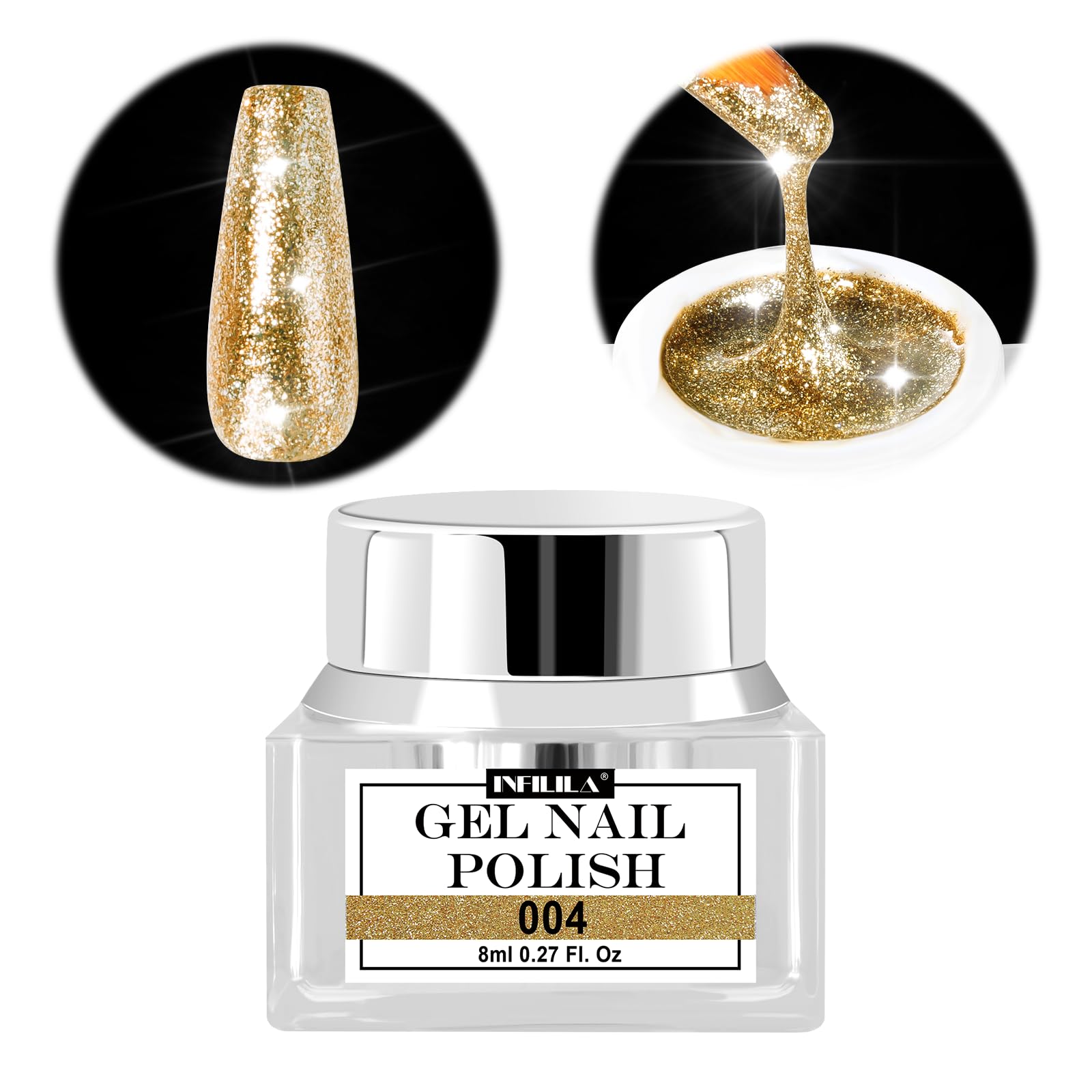 Amazon.com : NXJ INFILILA Glitter Gel Nail Polish, Gold Gel Polish ...