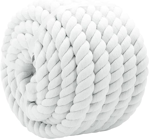 VEIZEDD White Cotton Rope 3/4 Inch x 100 Feet - Thick Decorative Rope ...