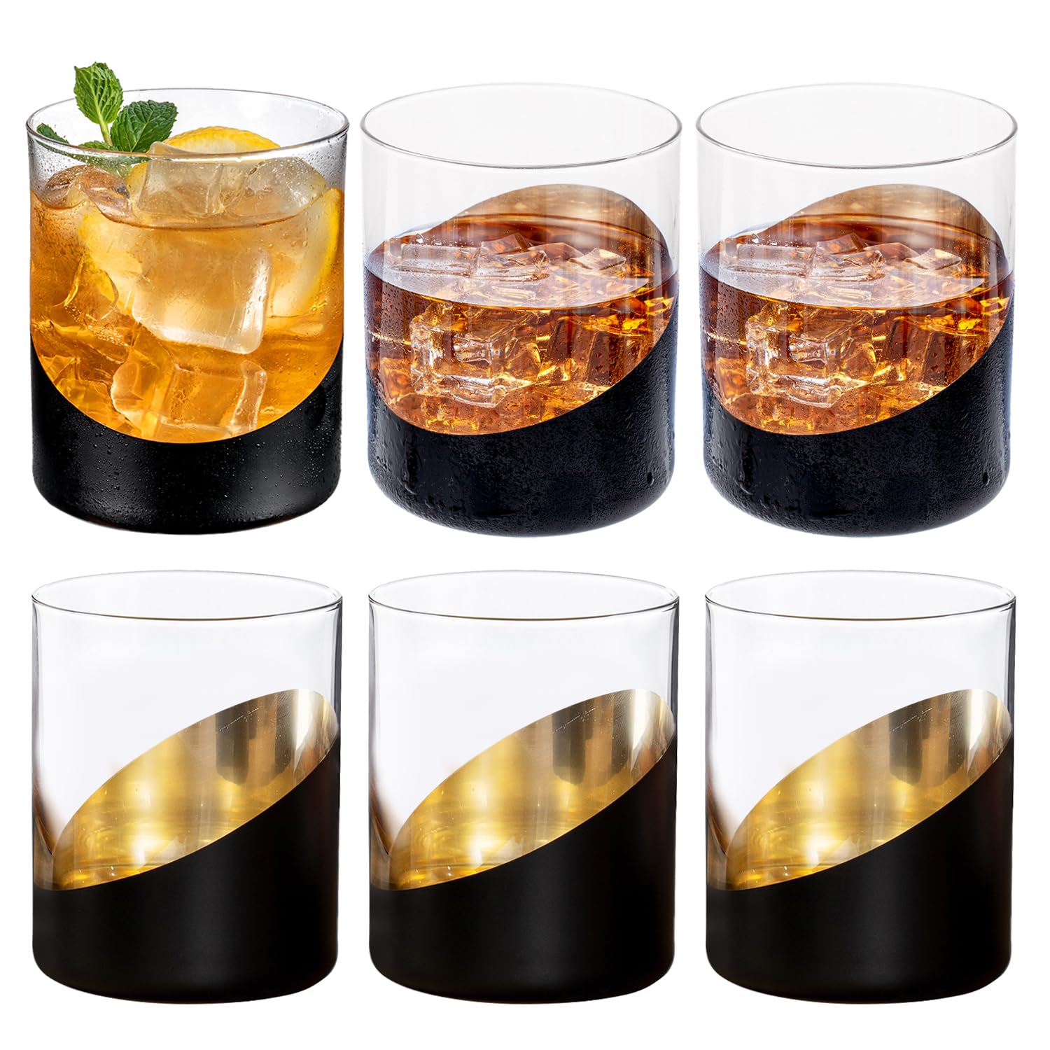 Amazon.com | MyGift 12 oz Modern Cocktail Glasses with Slanted Matte ...