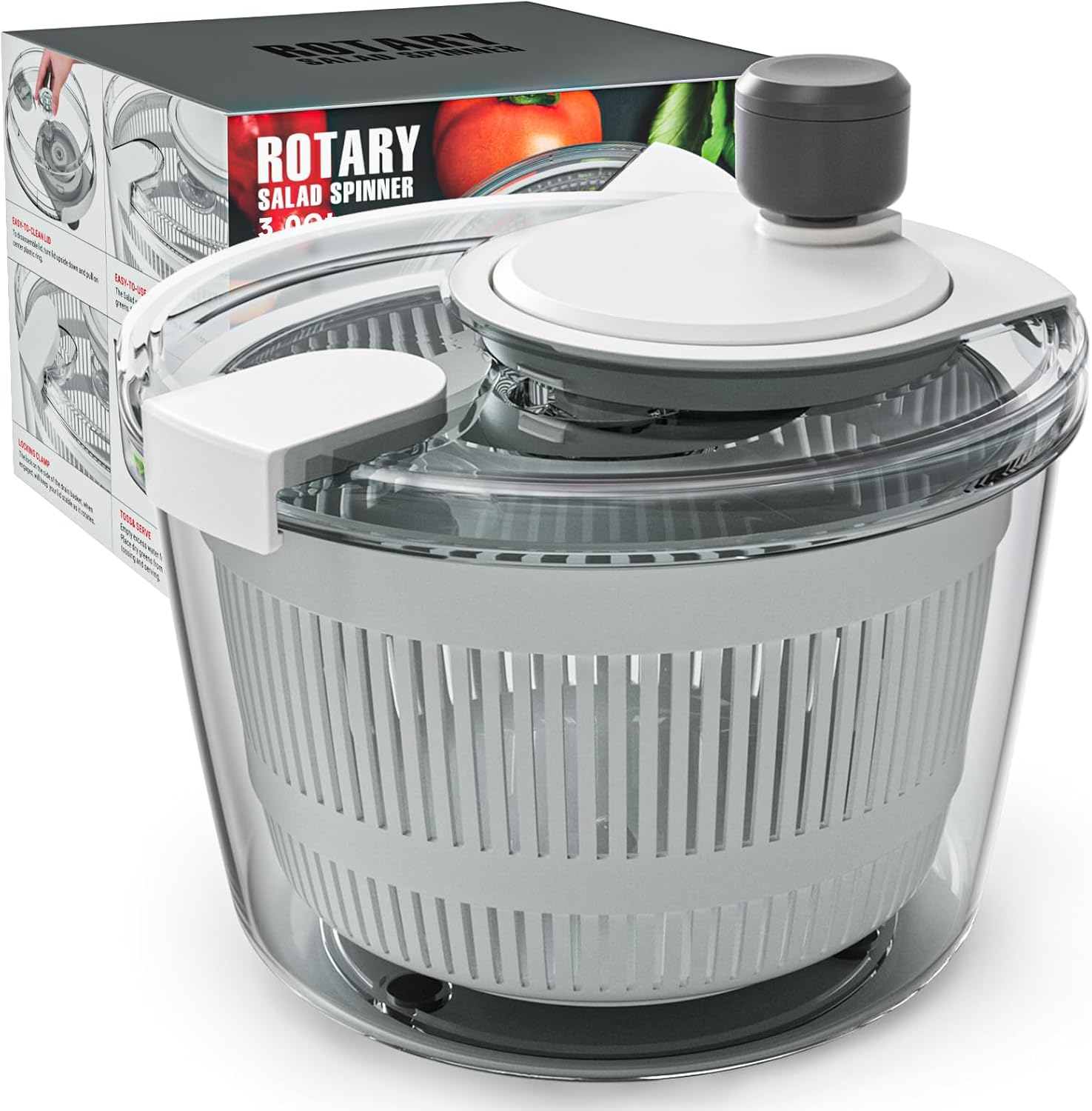 Amazon.com: Cambom Salad Spinner Lettuce Spinner, Wash, Spin & Dry ...