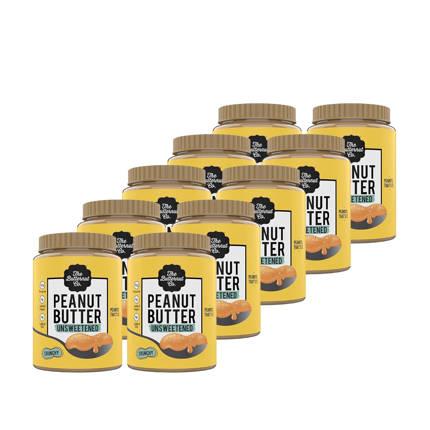 The Butternut Co. Natural Peanut Butter (Crunchy) 1kg, Unsweetened, 32g ...