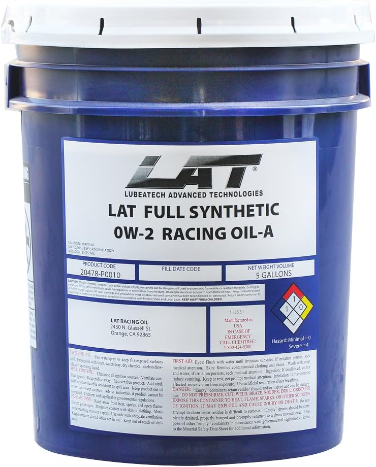 Amazon.com: LAT 20478-5 (SAE 0W-2) Ultra-Light Synthetic Racing Oil - 5 ...