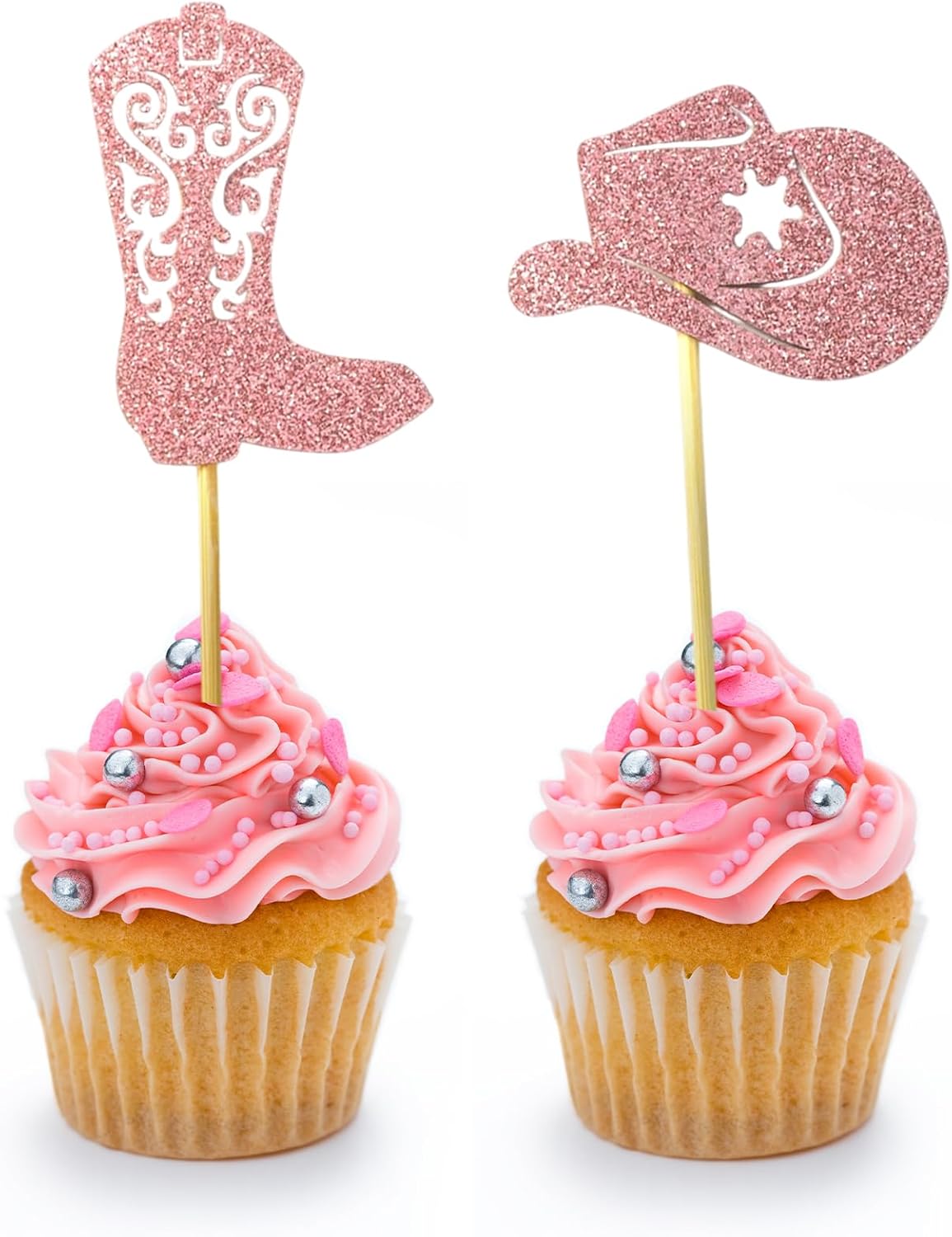 Amazon.com: 32 Pieces Cowgirl Cupcake Toppers,Cowboy Hat Boots Cupcake ...