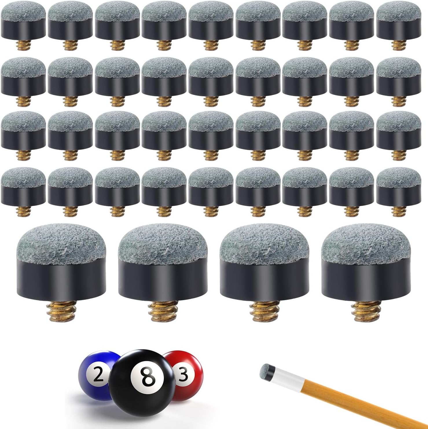NQEUEPN 40pcs Billiard Cues Tips Replacement, 0.53in Leather Pool Stick ...