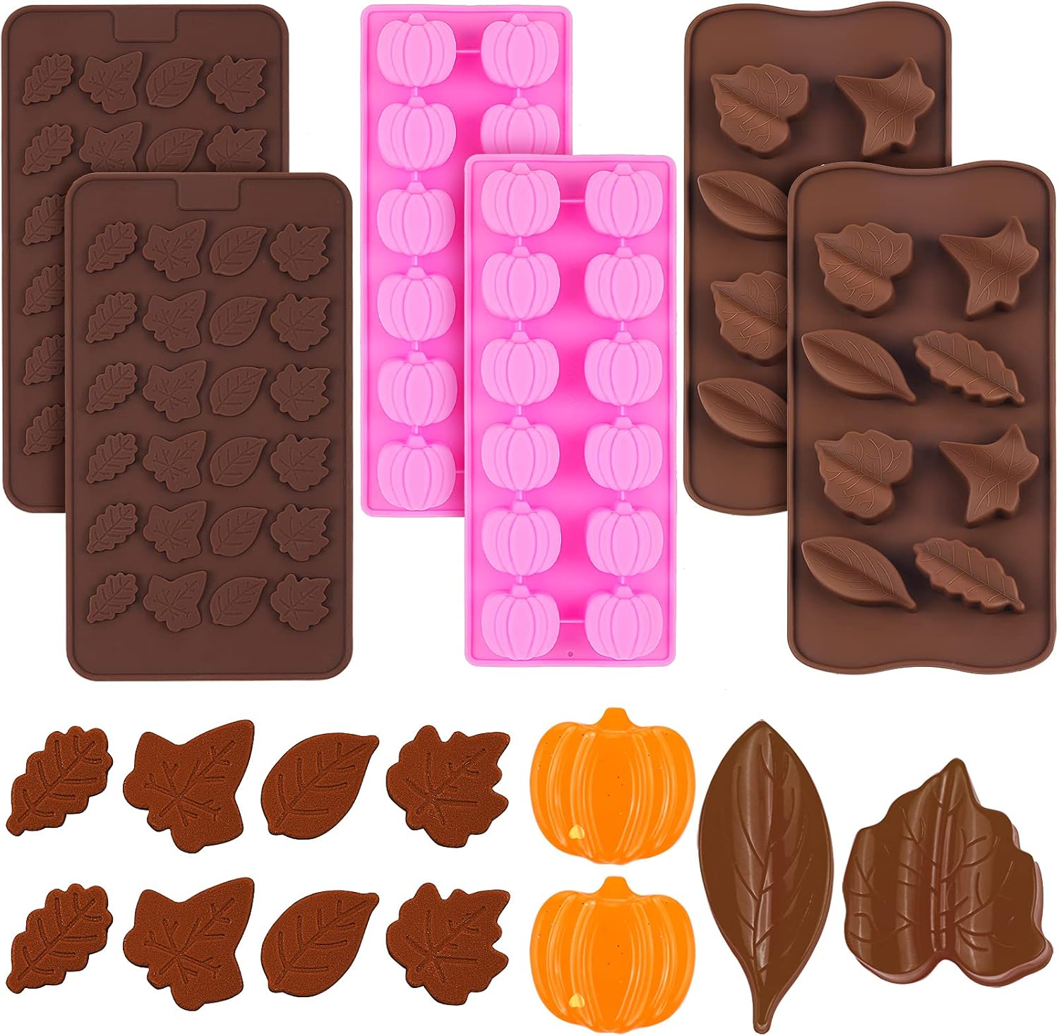 Amazon.com: Patelai 6 Pieces Fall Silicone Molds 3D Thanksgiving Candy ...