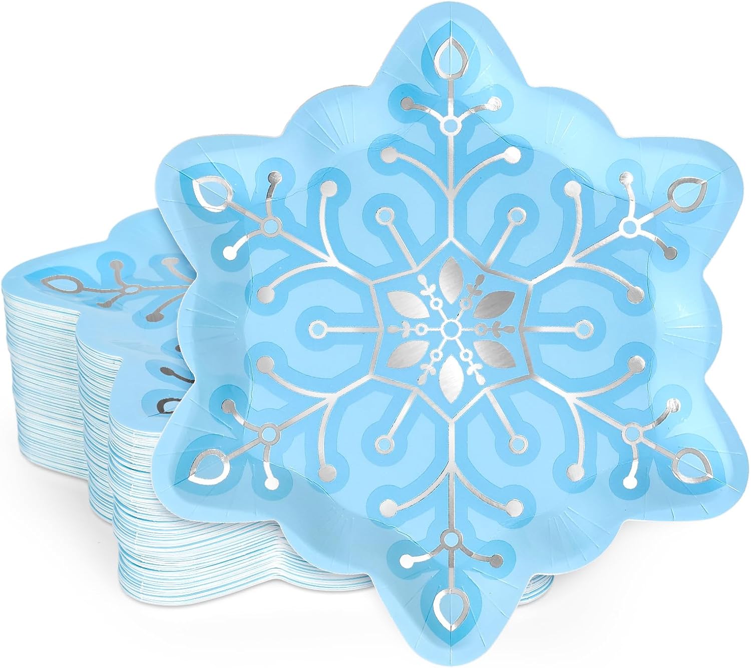 Amazon.com: JarThenaAMCS 48Pcs Christmas Snowflake Paper Plates Silver ...