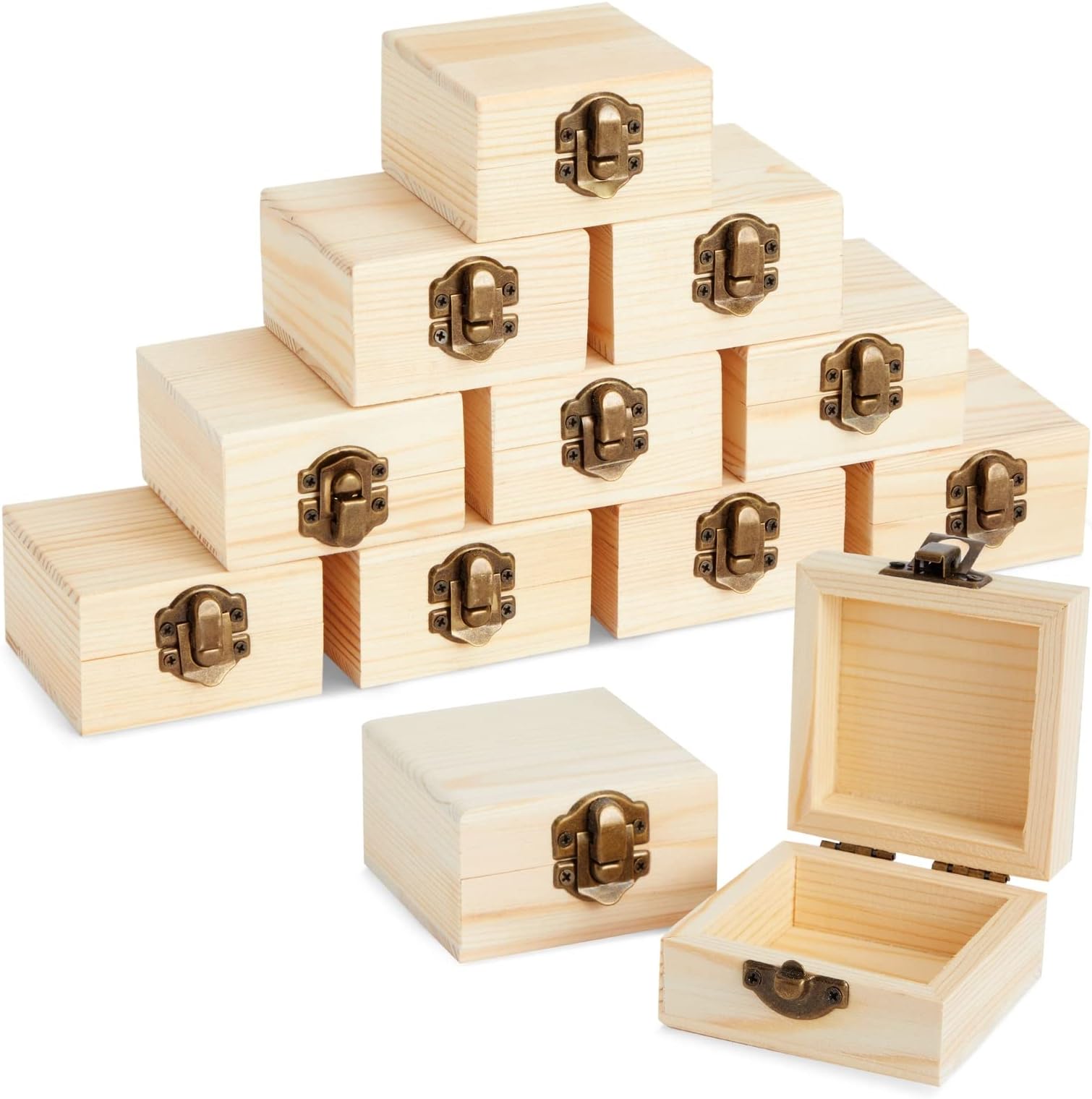 Amazon.com: Creative Hobbies 12-Pack Mini Wooden Treasure Boxes with ...